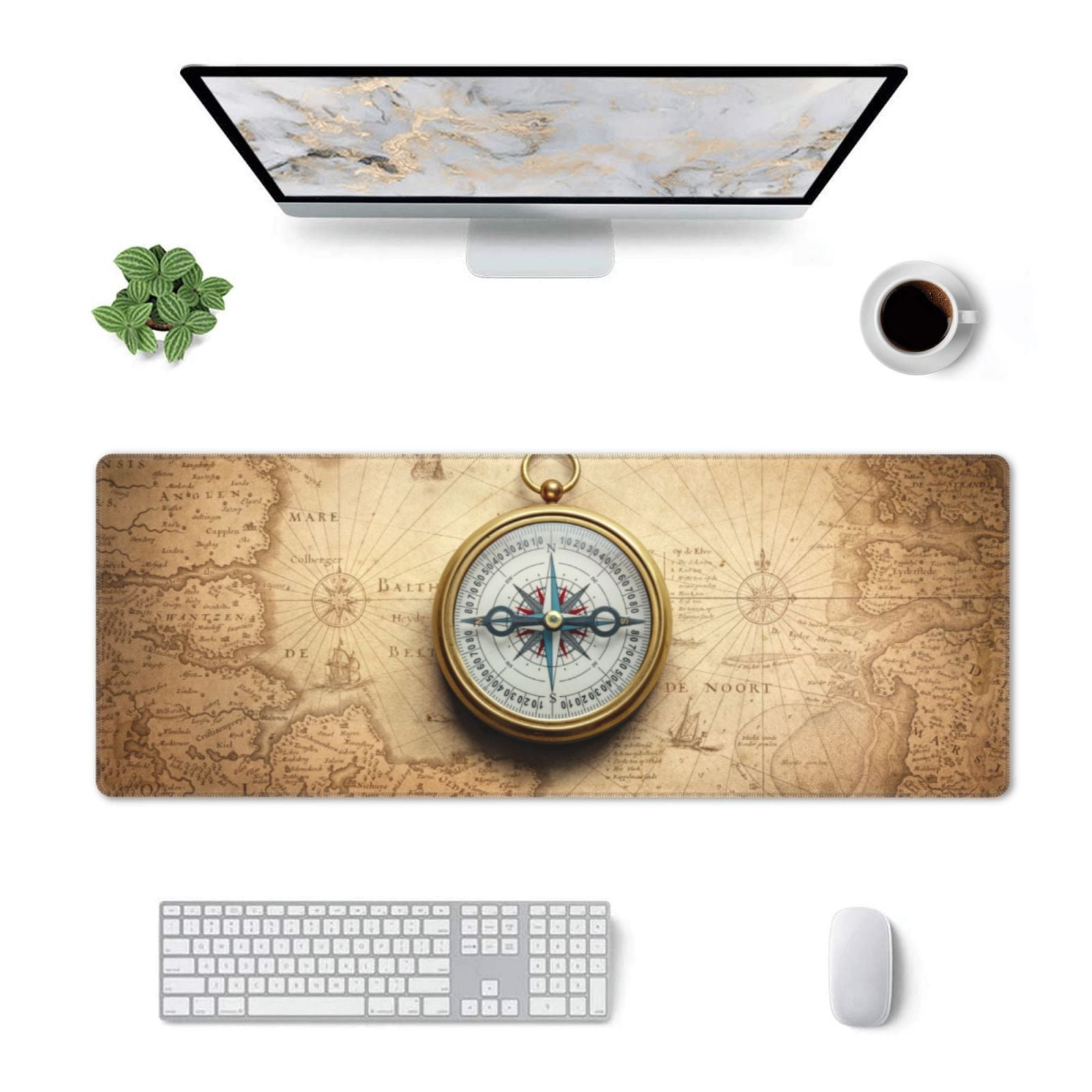 Rocae Magnetic Old Compass On World Map for Gaming Mouse Pad, Mouse Pad ...
