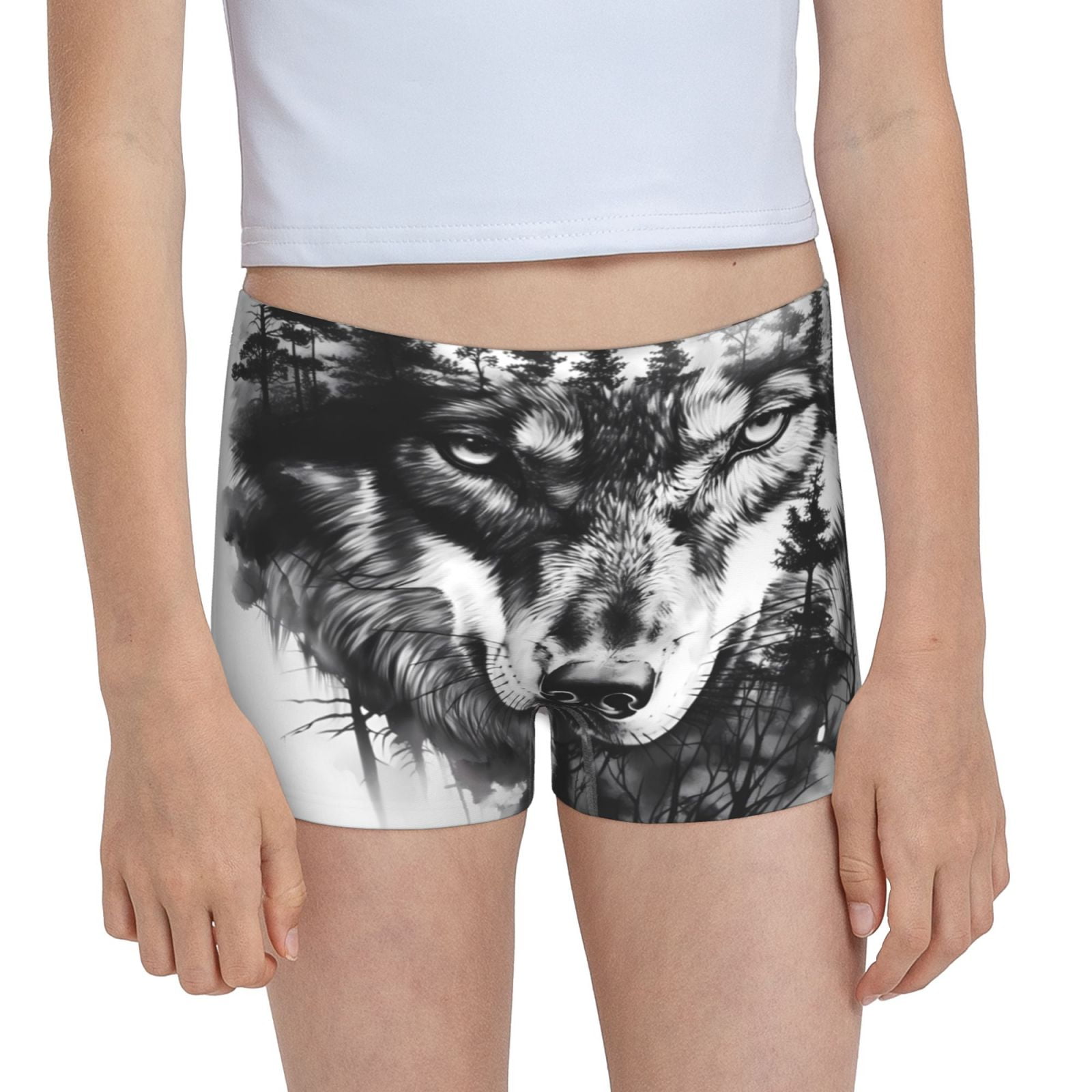 Rocae Majestic Wolf Landscape for Girls' Cotton Boxer Briefs, Soft Mid ...