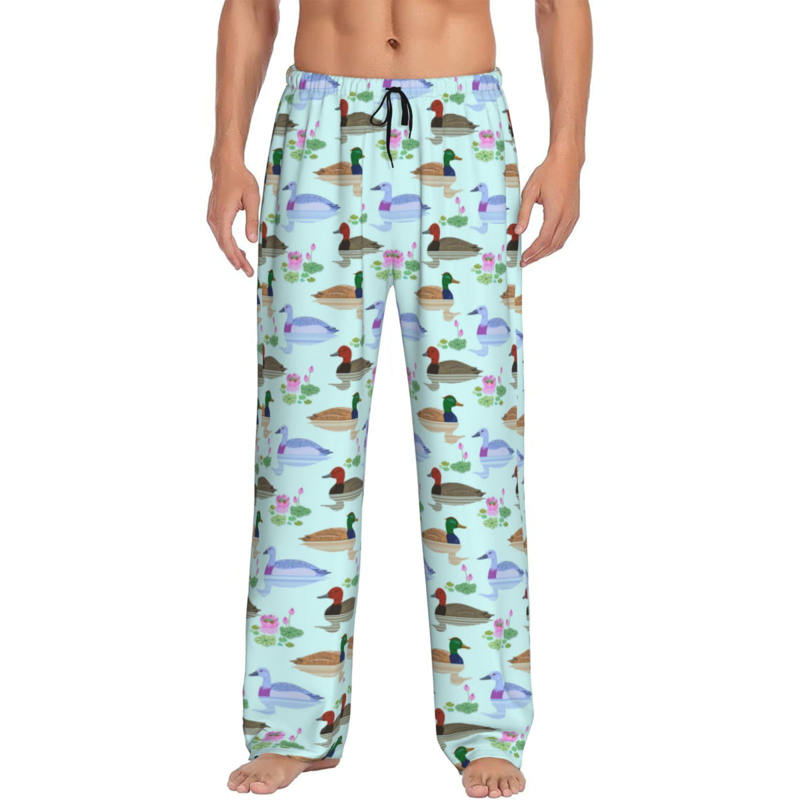 Rocae Mallard Duck Of Lotus Flowers Mens Pajama Pants Pj Pants Mens ...