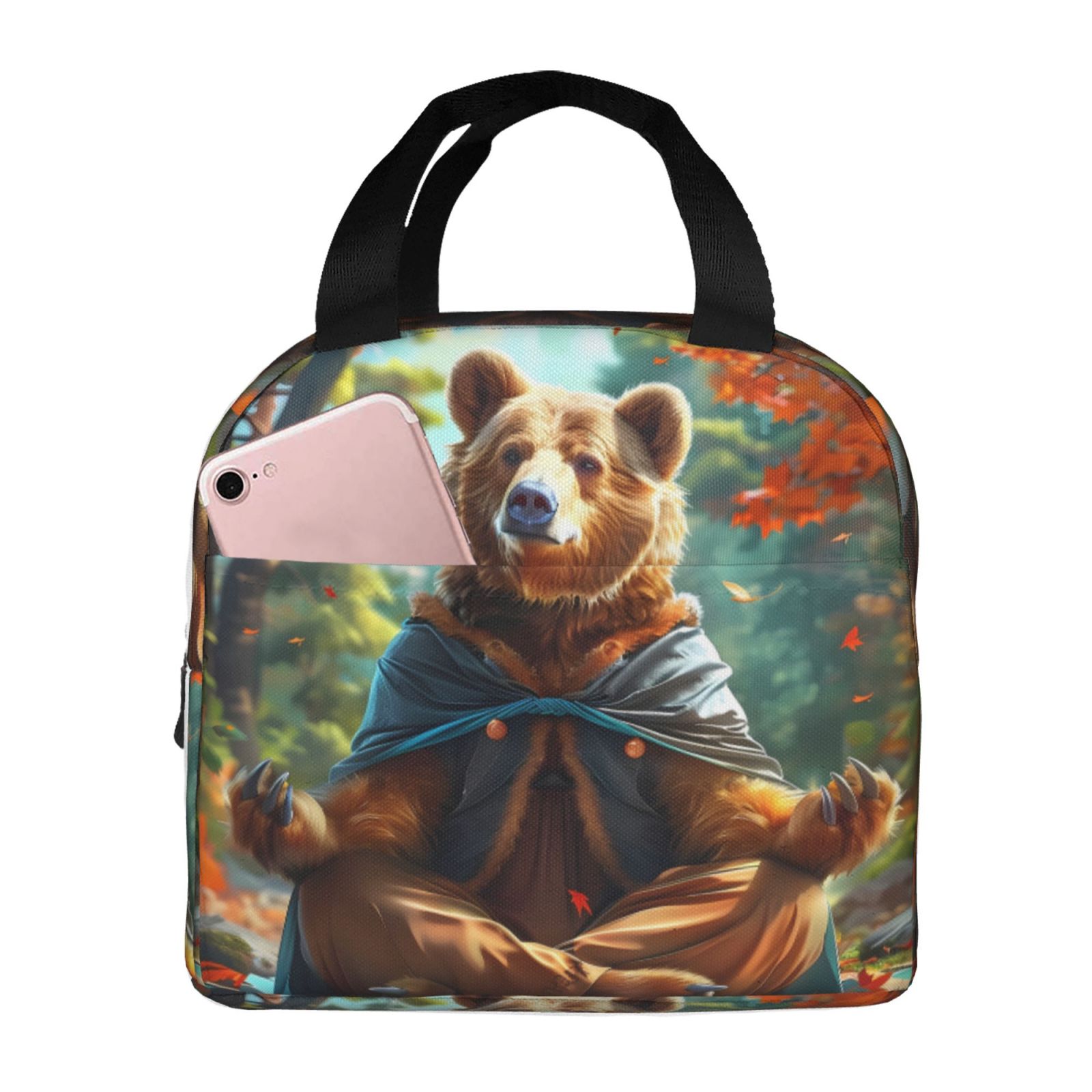 Rocae Maple Meditating Bear for Insulated Lunch Bag for Women Men,Large ...
