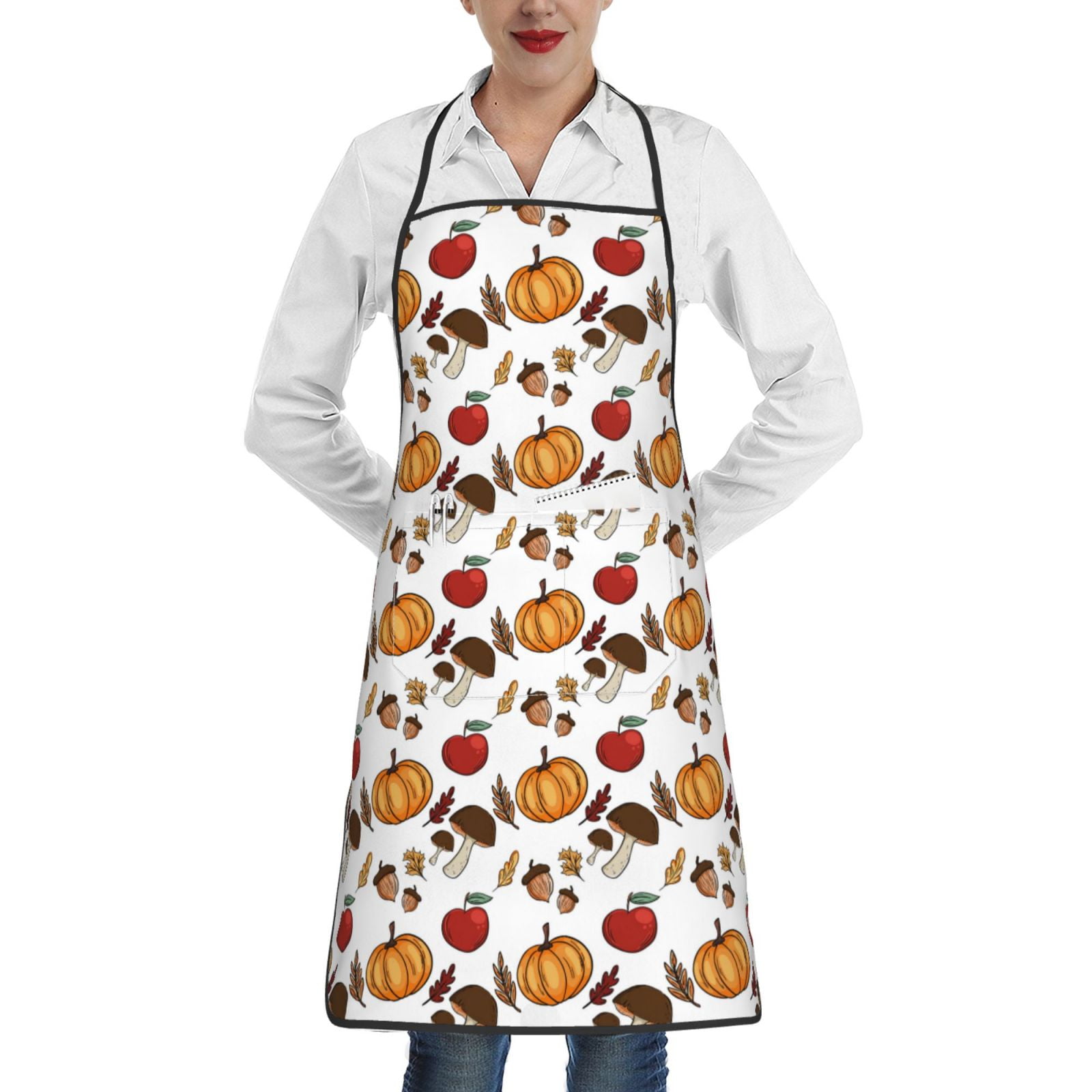 Rocae Maple leaf nut Mushroom for Kitchen Aprons for Women Adjustable ...