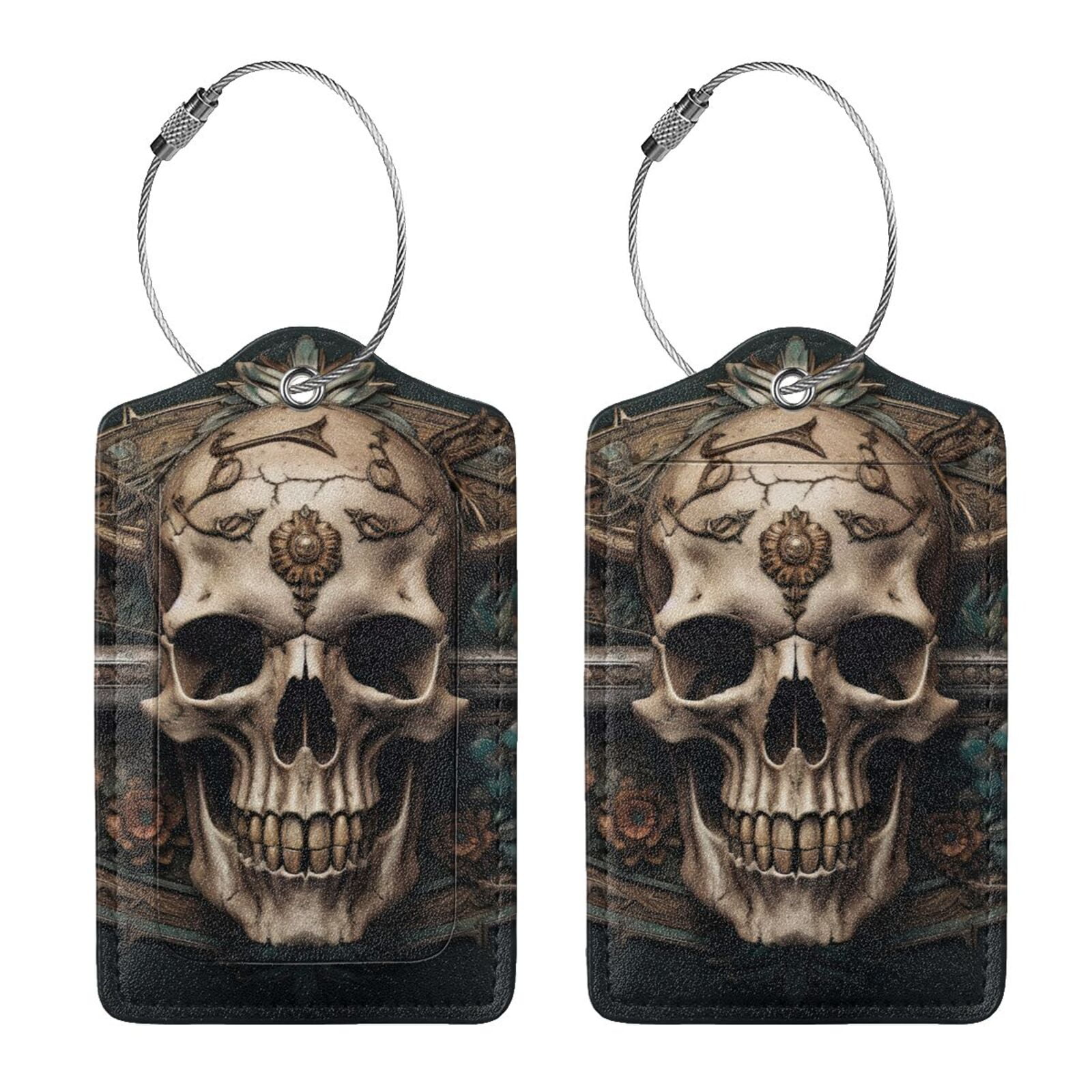 Rocae Metal Style Horned Skull for Leather Luggage Baggage Tags ID ...