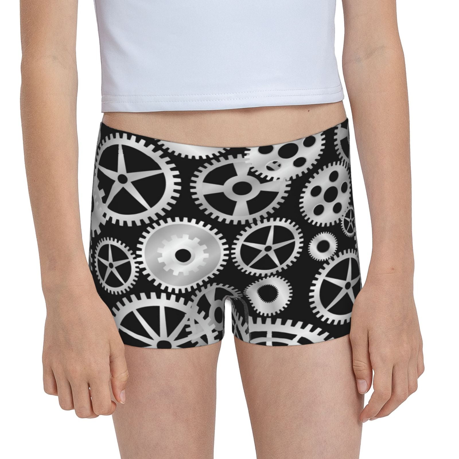 Rocae Metallic Gears for Girls' Cotton Boxer Briefs, Soft Mid-rise ...