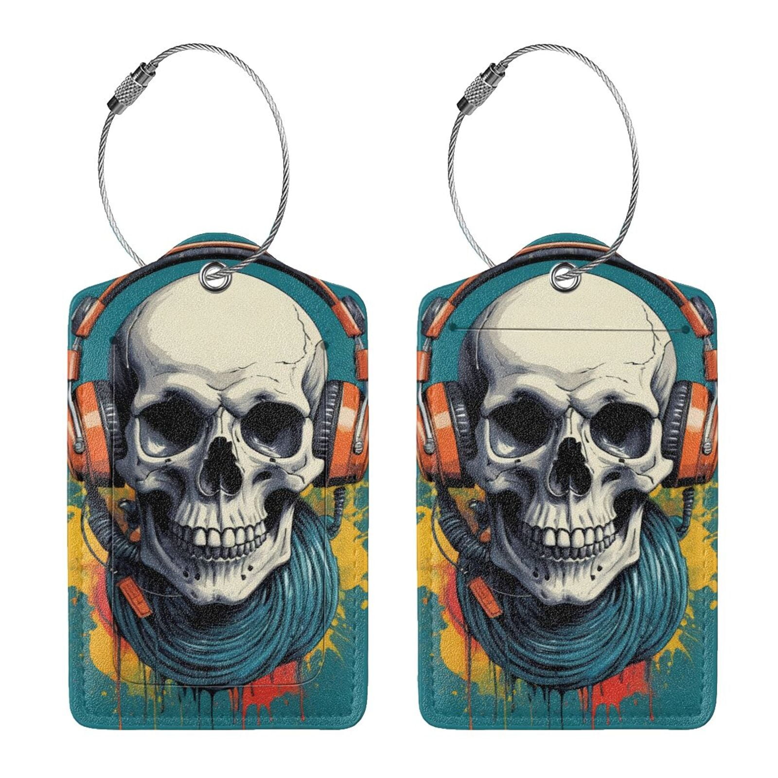 Rocae Modern Hip-Hop Skull for Leather Luggage Baggage Tags ID Label ...
