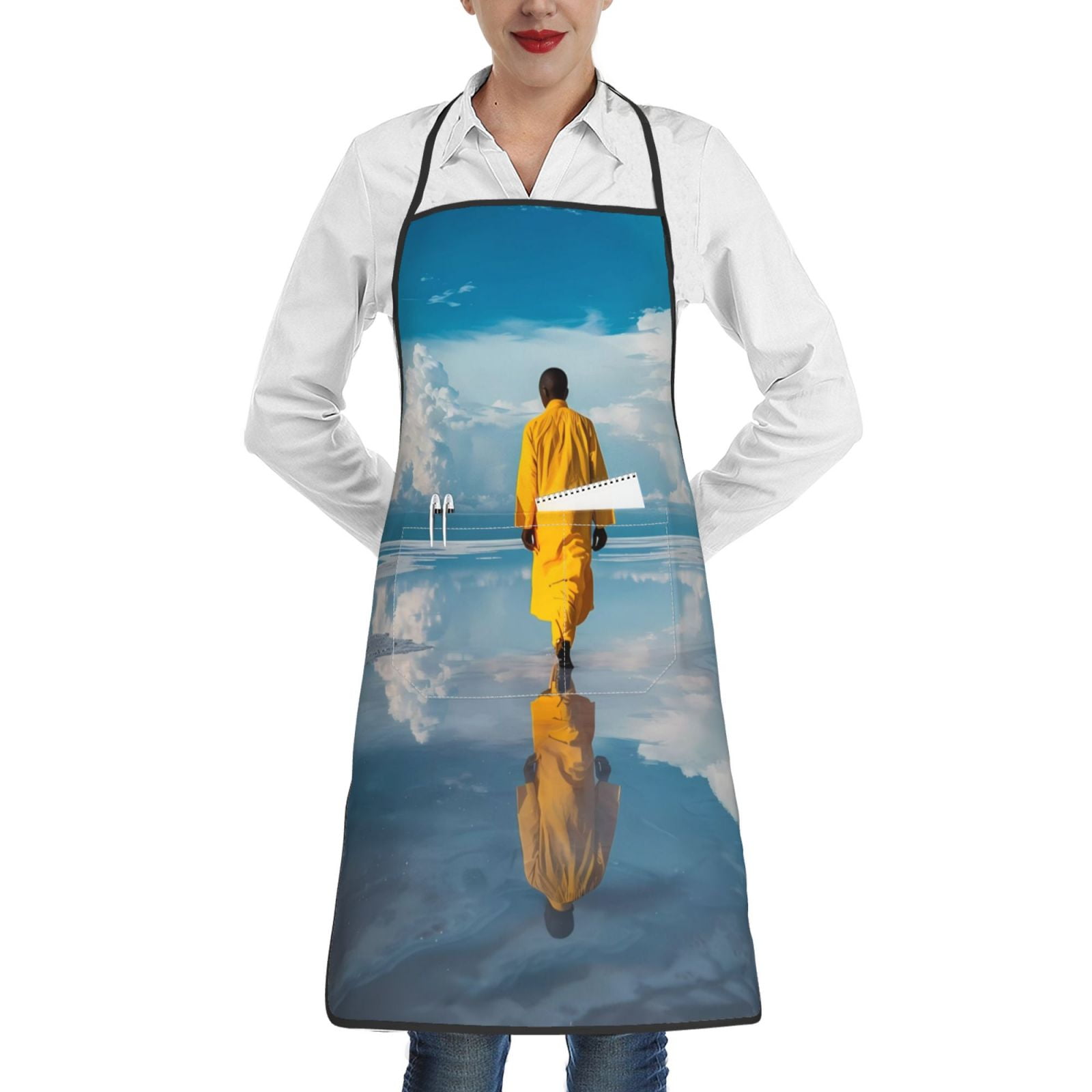 Rocae Monk Walking On Water for Kitchen Aprons for Women Adjustable ...