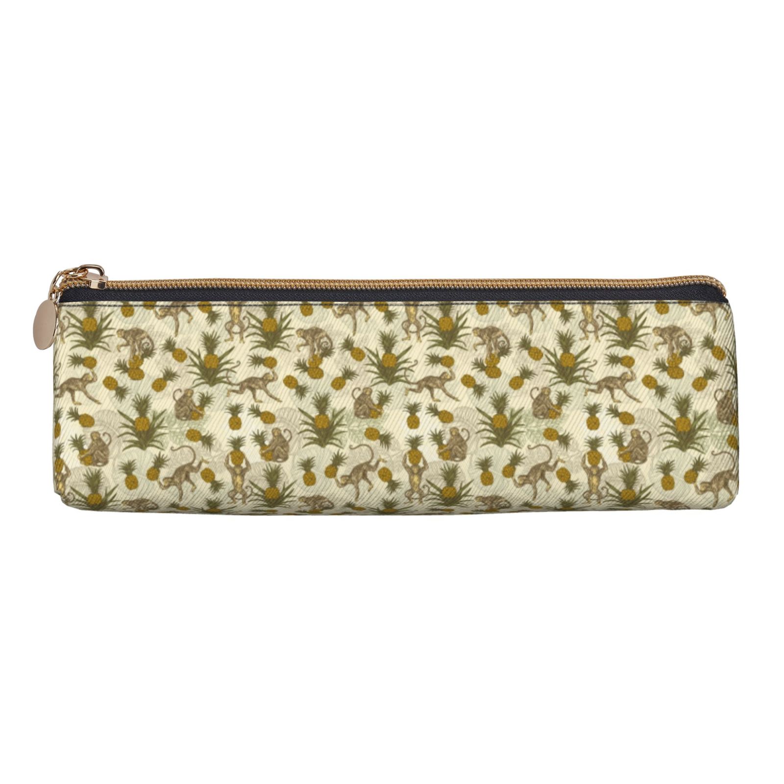 Rocae Monkeys and Pinealpples for Leather Pencil Case - Zippered Pen ...