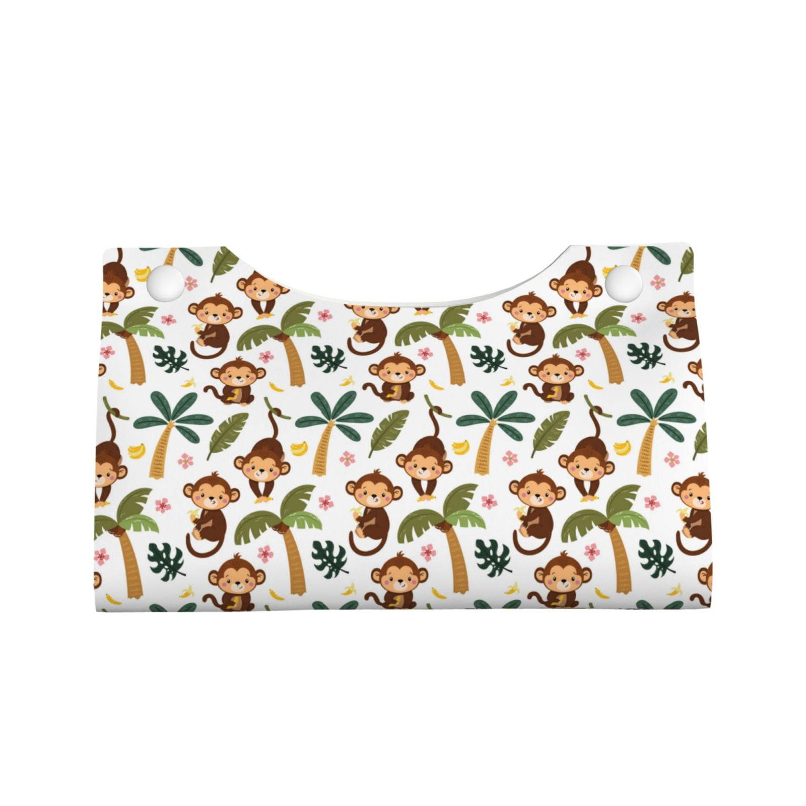 Rocae Monkeys Swinging from Palms Print Long Tissue Box Lid Durable ...