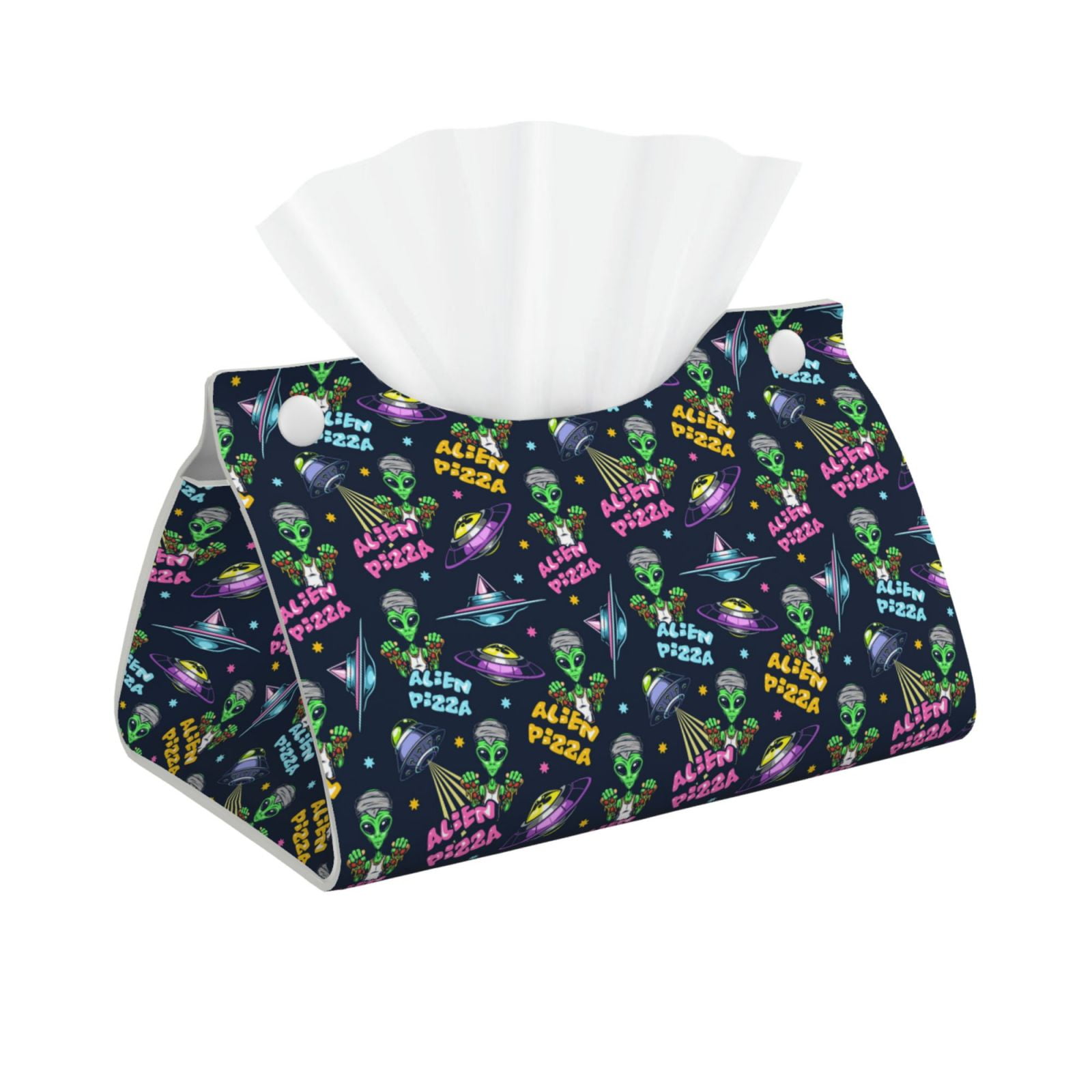 Rocae Monster Pizza Print Long Tissue Box Lid Durable Leather Tissue Box Lid Can Be Used as ...