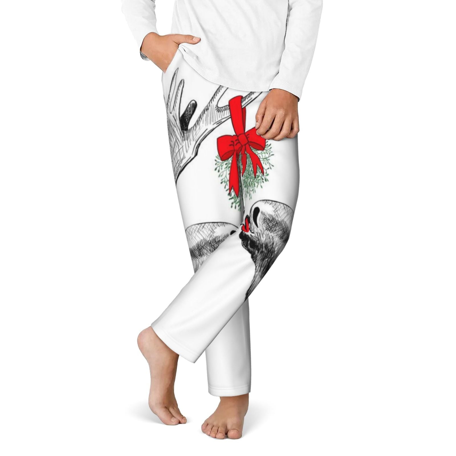Rocae Moose Kissing Under Mistletoe for Teenagers' Pajama Pants,Girls ...