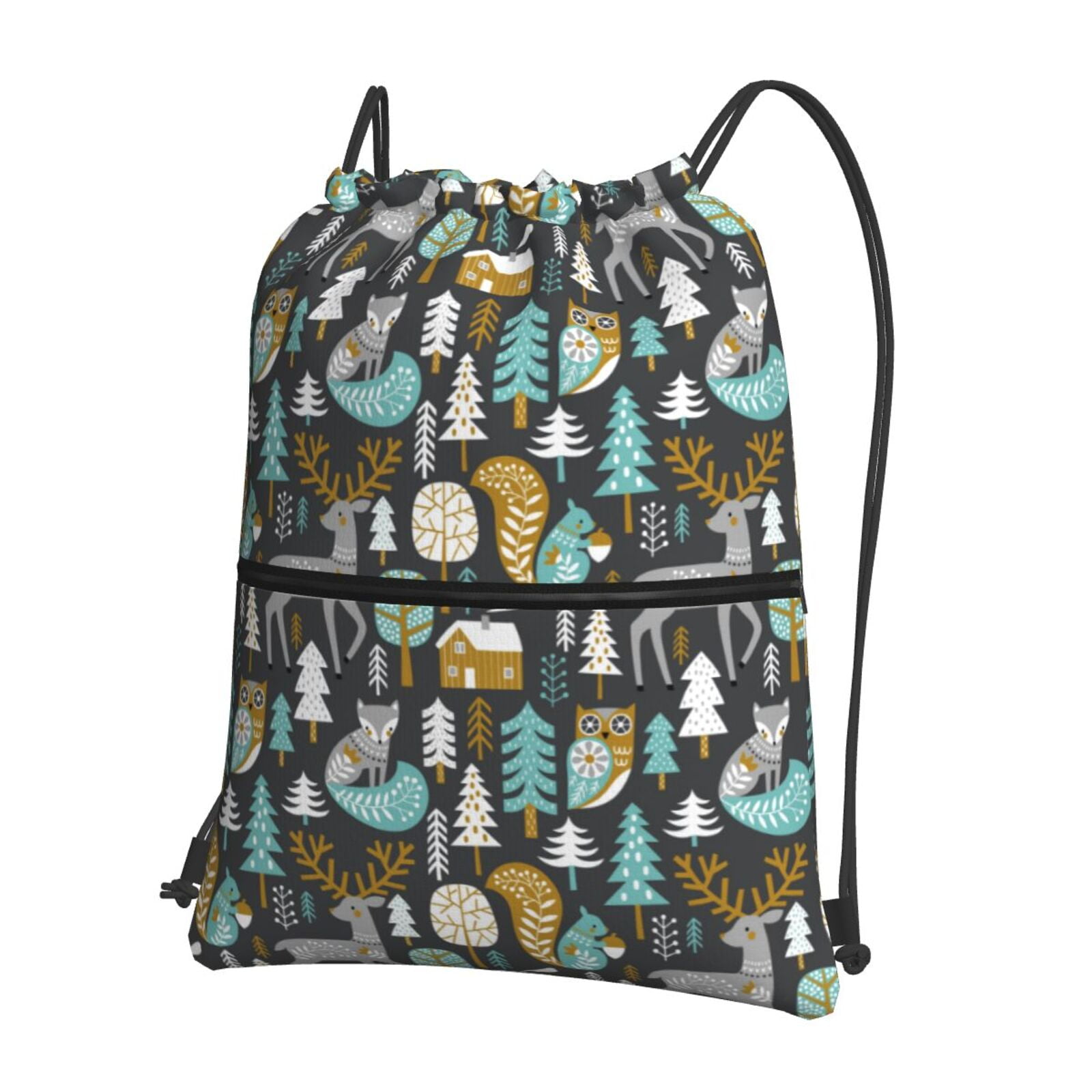 Rocae Moose Squirrel owls tree for Drawstring zipper Backpack Gym ...