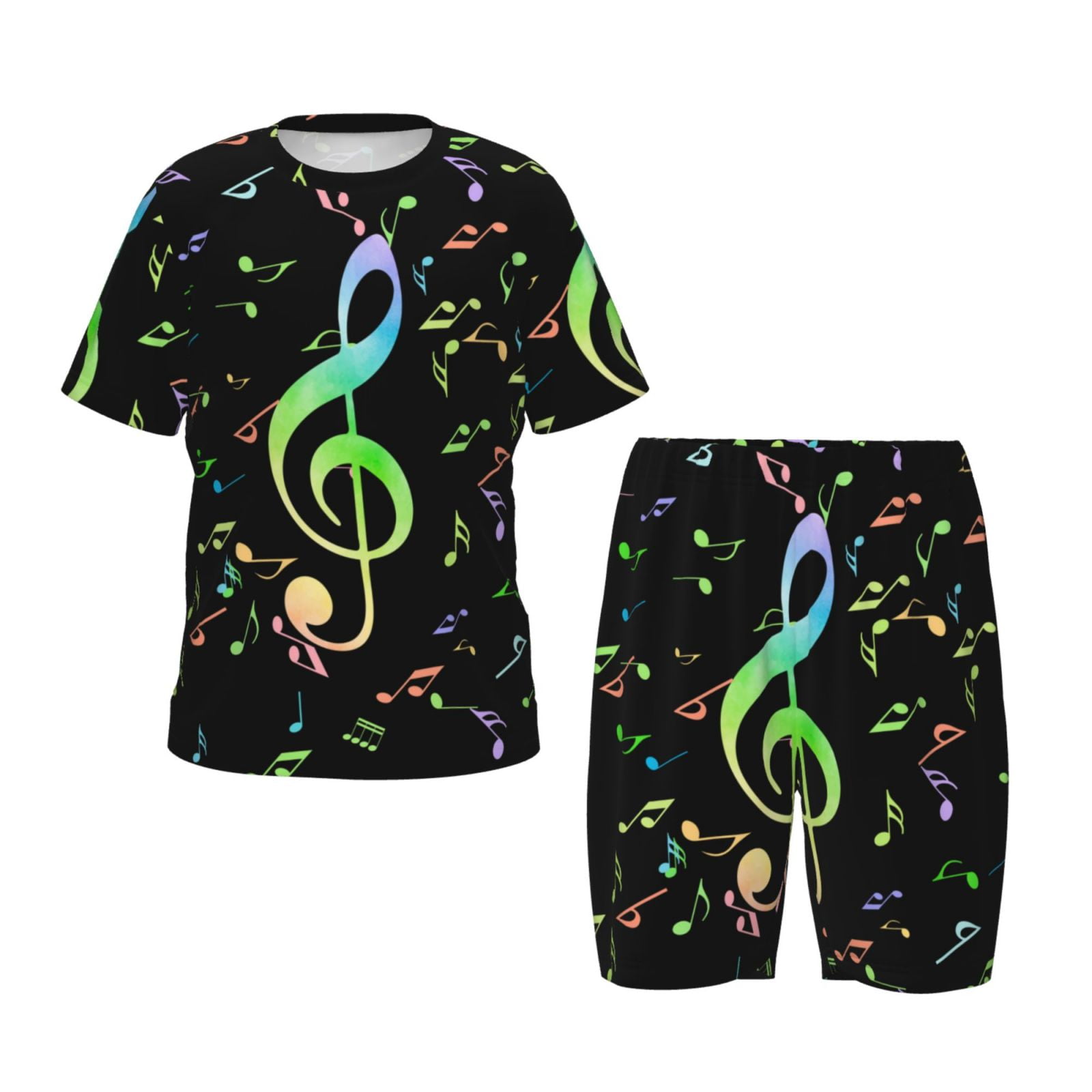 Rocae Music Notes for Short-Sleeved Summer Pajama Set for Girls and ...