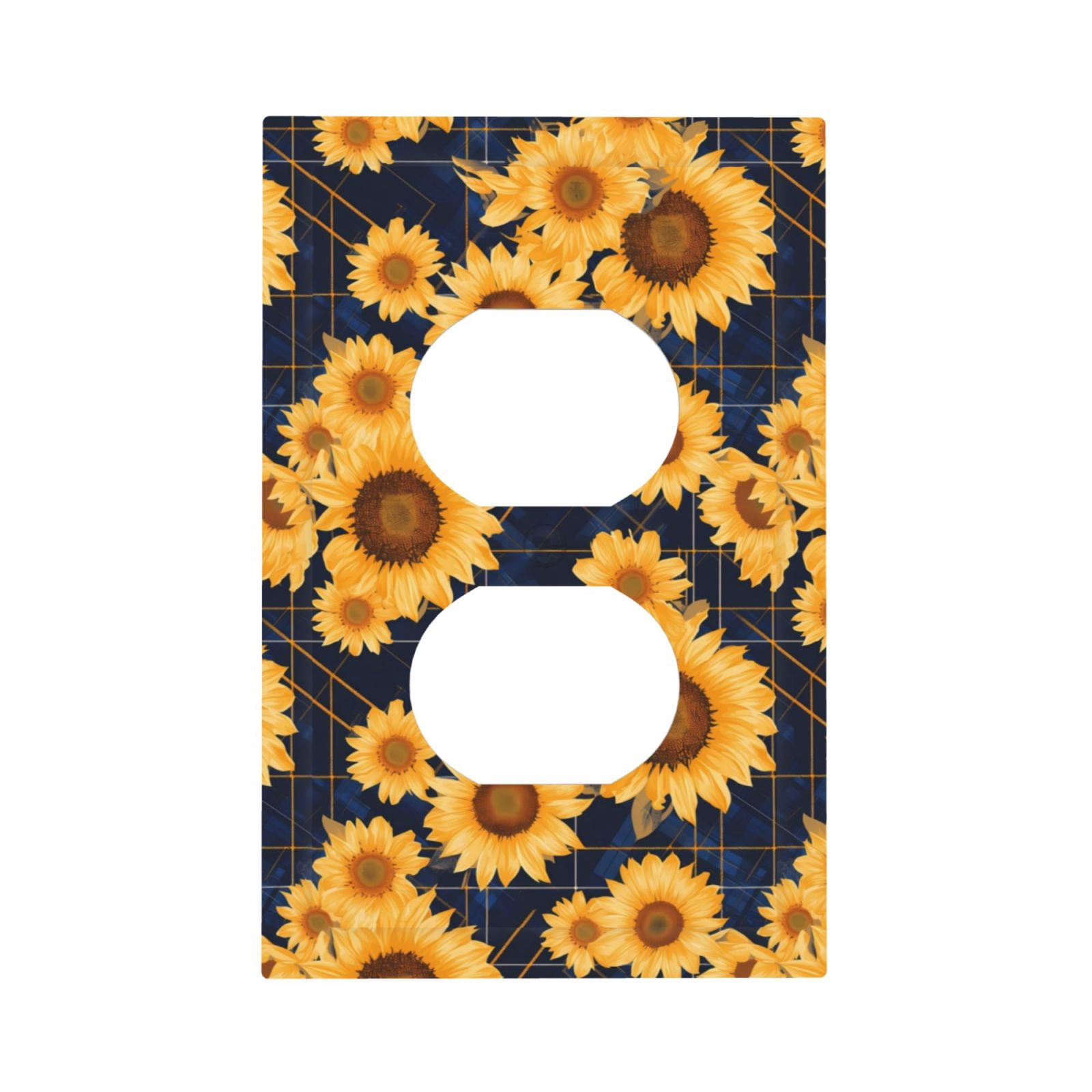 Rocae Navy Blue Plaid Sunflower for Decorator Light Switch or ...
