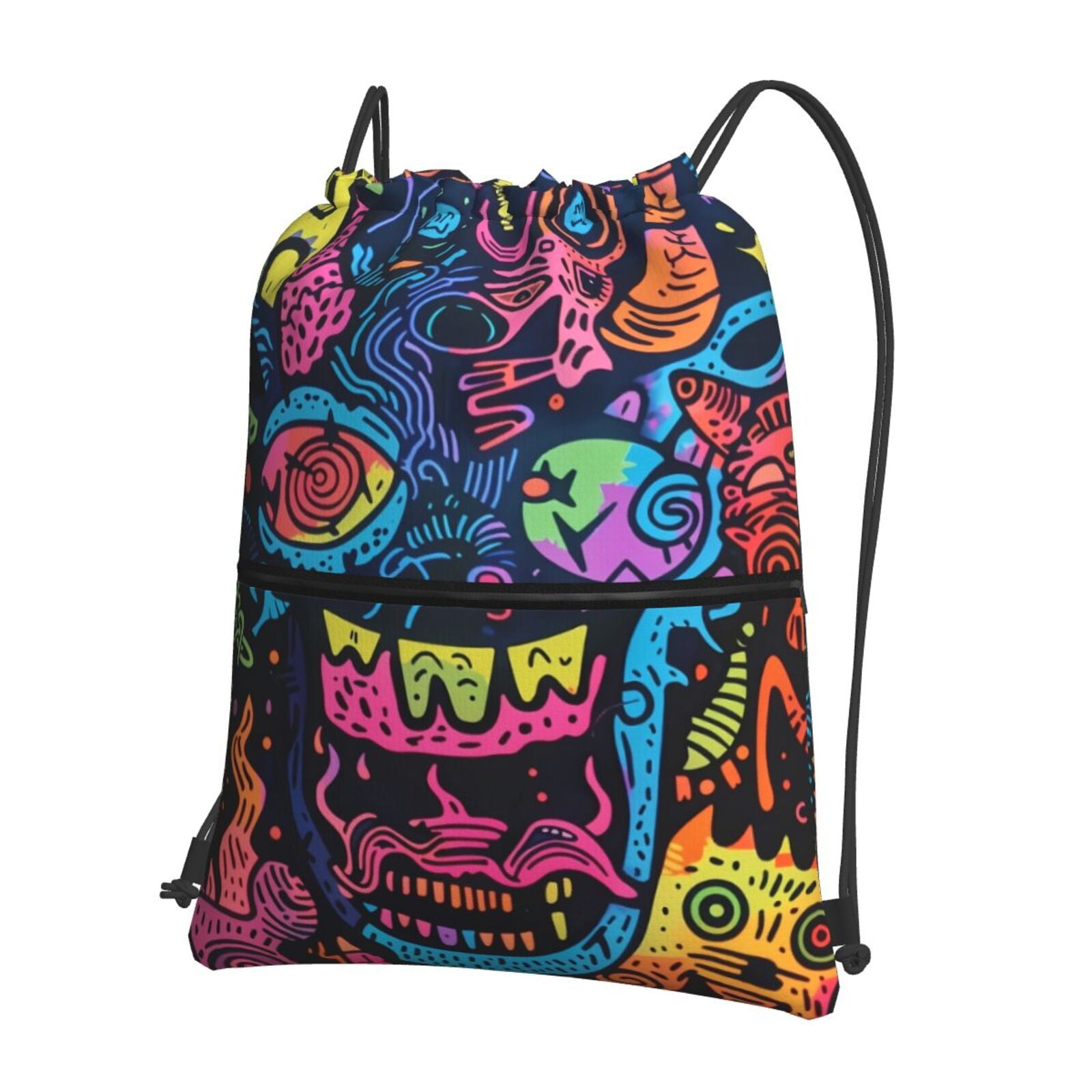 Rocae Neon Graffiti Urban Art for Drawstring zipper Backpack Gym ...