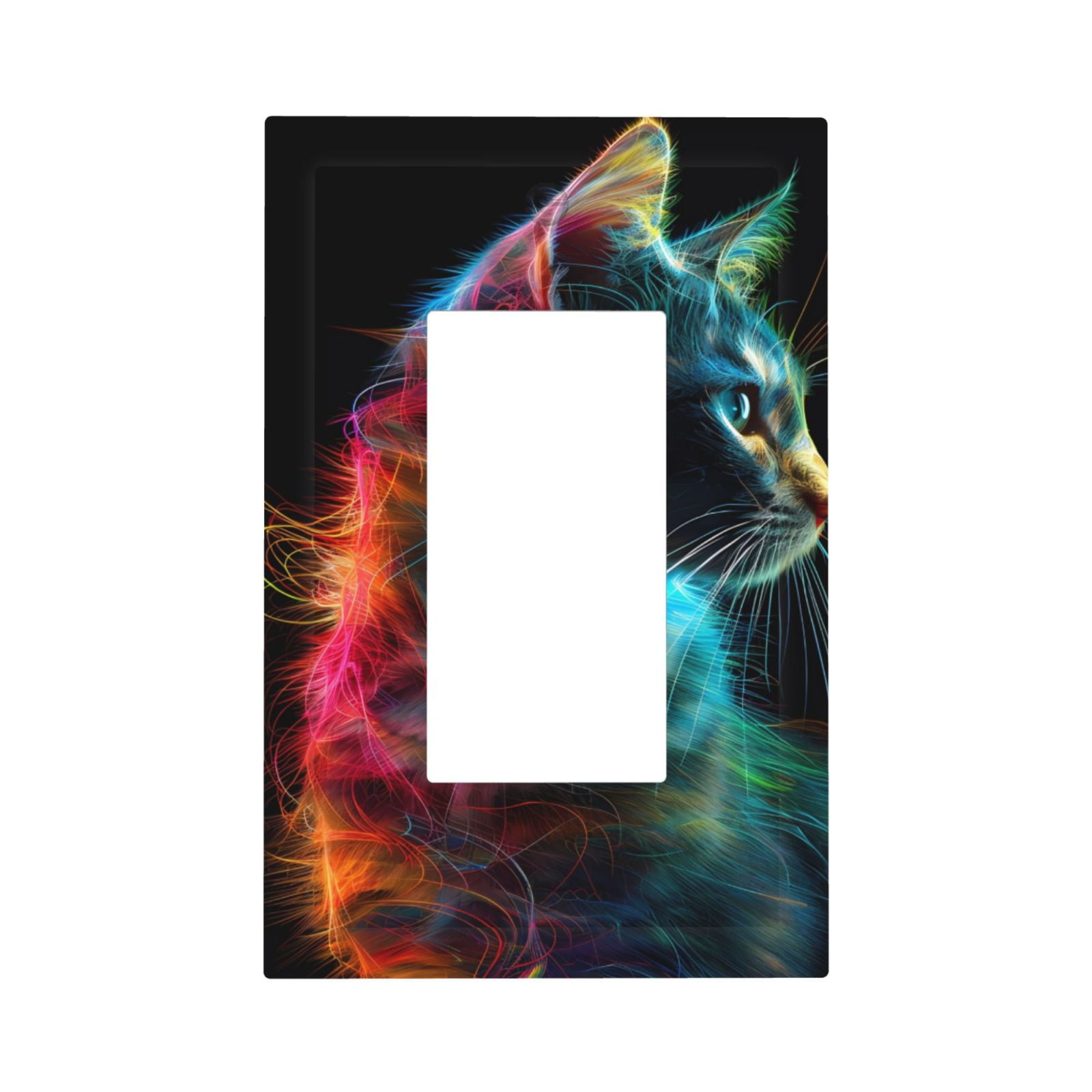 Rocae Neon Spectrum Cat Portrait for Decorator Light Switch or ...