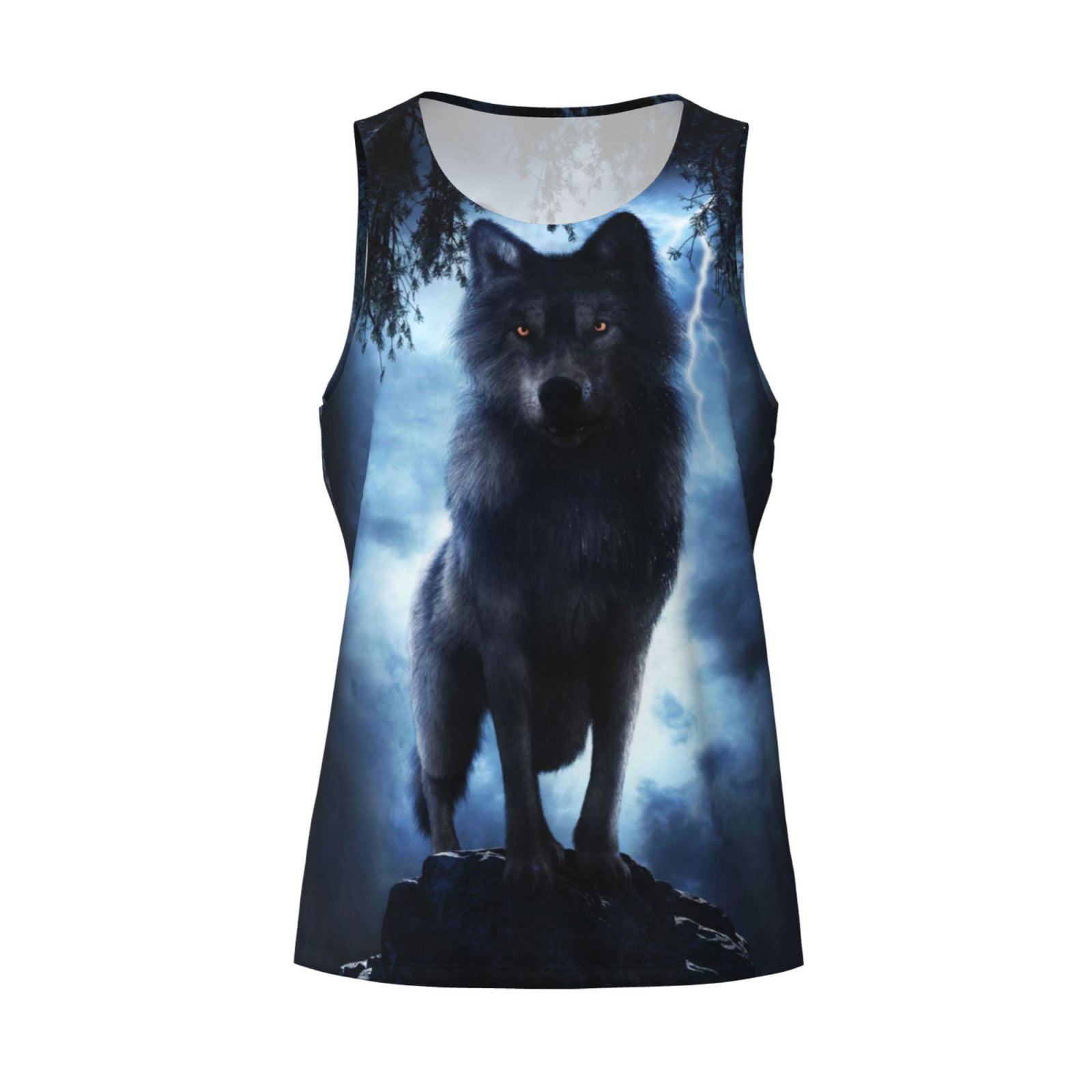 Rocae Night Scene of Wolves for Men's Workout Tank Top Men's Running ...