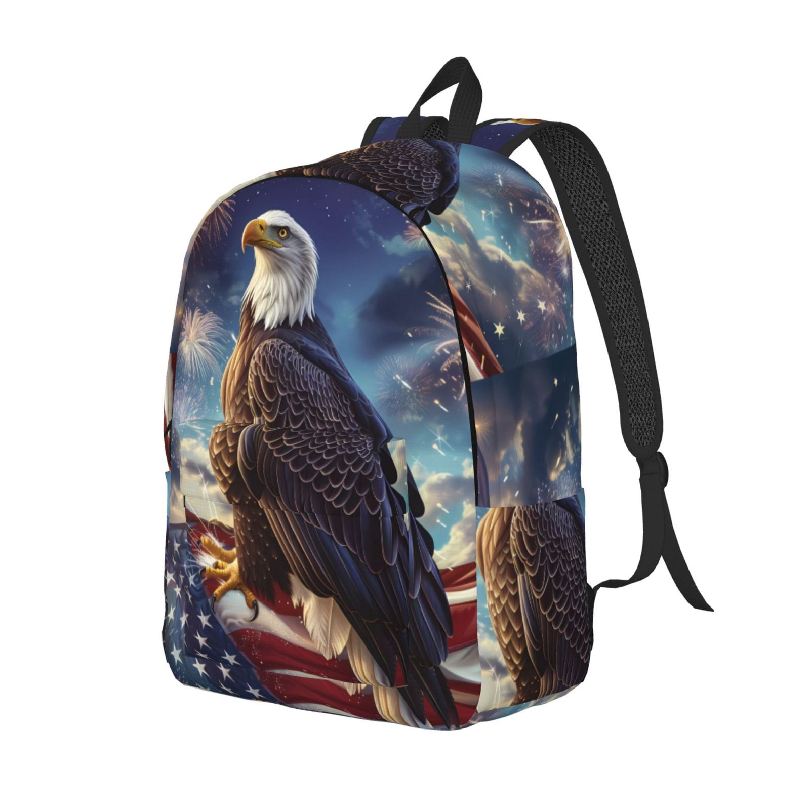 Rocae Night Sky Bald Eagle for Canvas College Laptop Backpack for Men ...