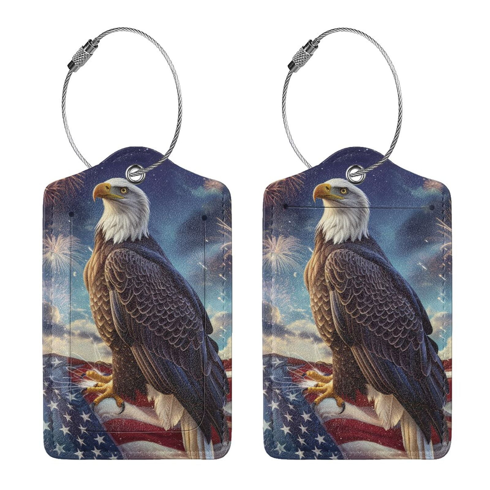 Rocae Night Sky Bald Eagle for Leather Luggage Baggage Tags ID Label ...