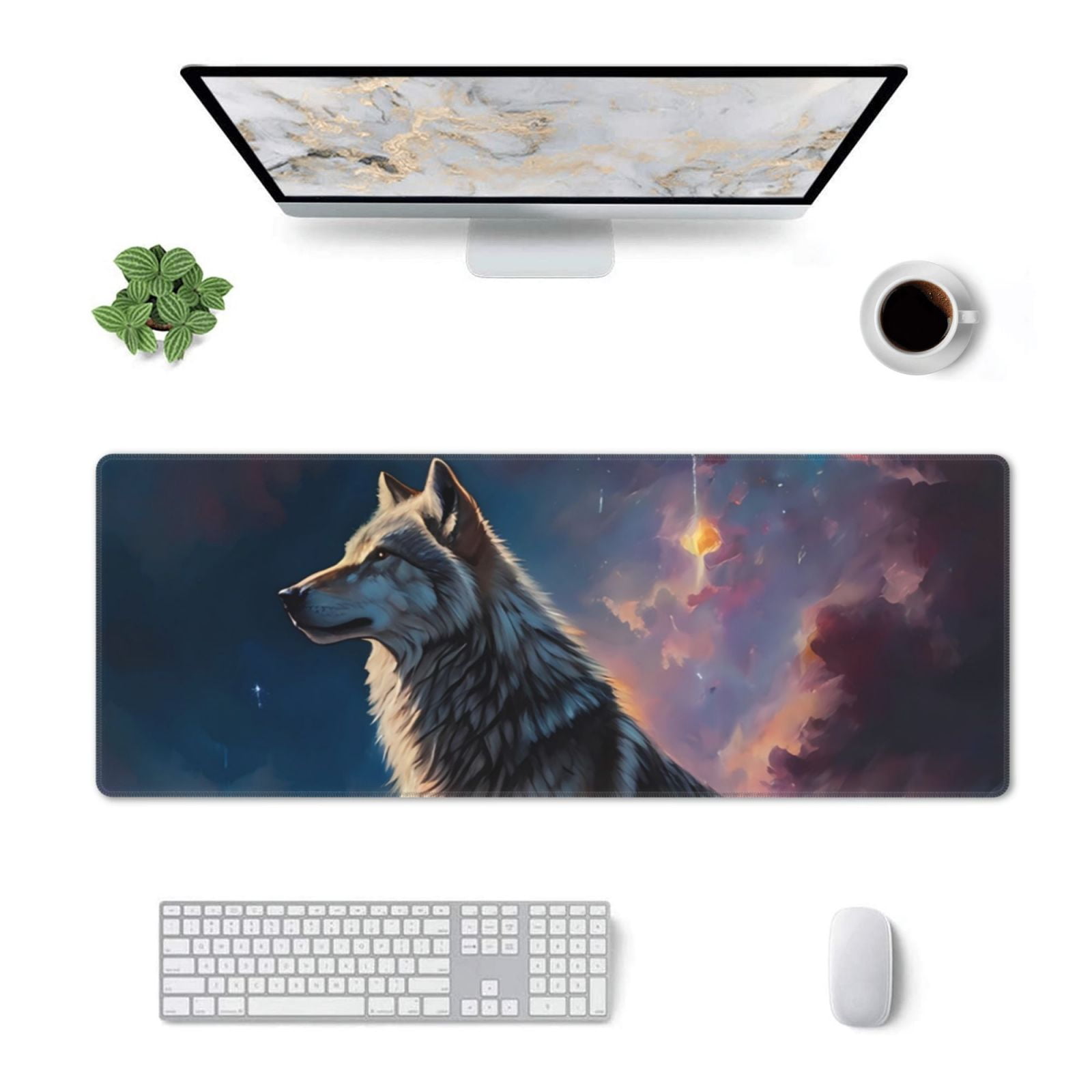 Rocae Night Sky Wolf for Gaming Mouse Pad, Mouse Pad Large, Office ...