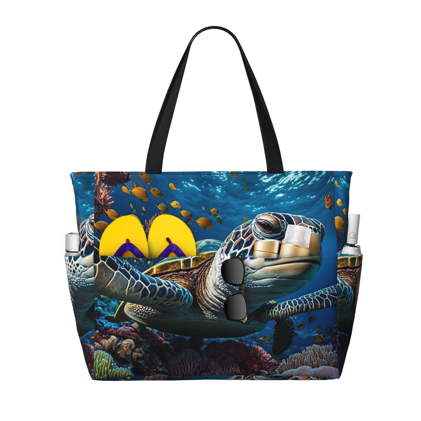 Rocae Ocean Coral Turtle for Large Women's Waterproof Beach Bag Tote ...