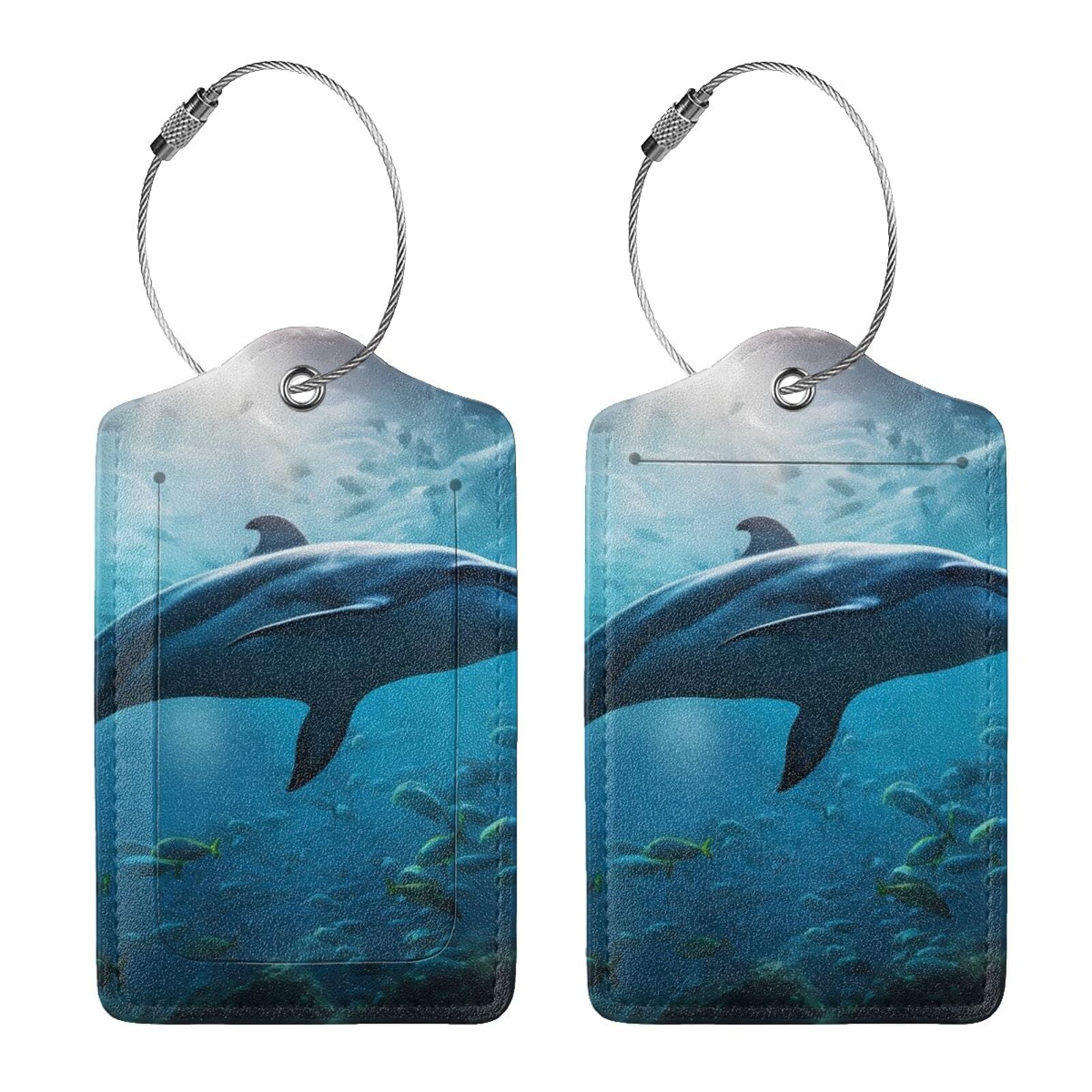 Rocae Ocean Dolphin Fish School for Leather Luggage Baggage Tags ID ...