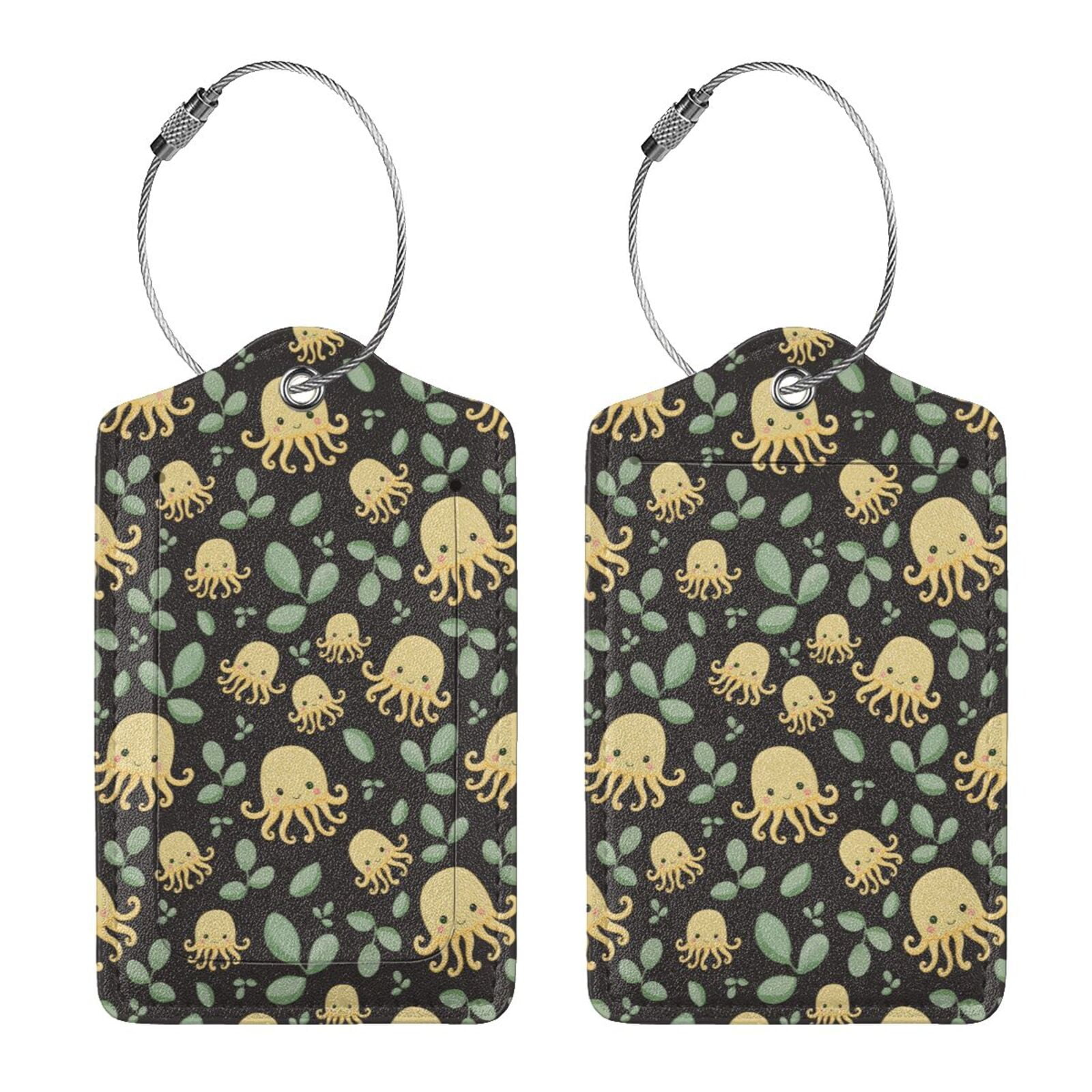 Rocae Octopuses And Leaves for Leather Luggage Baggage Tags ID Label ...