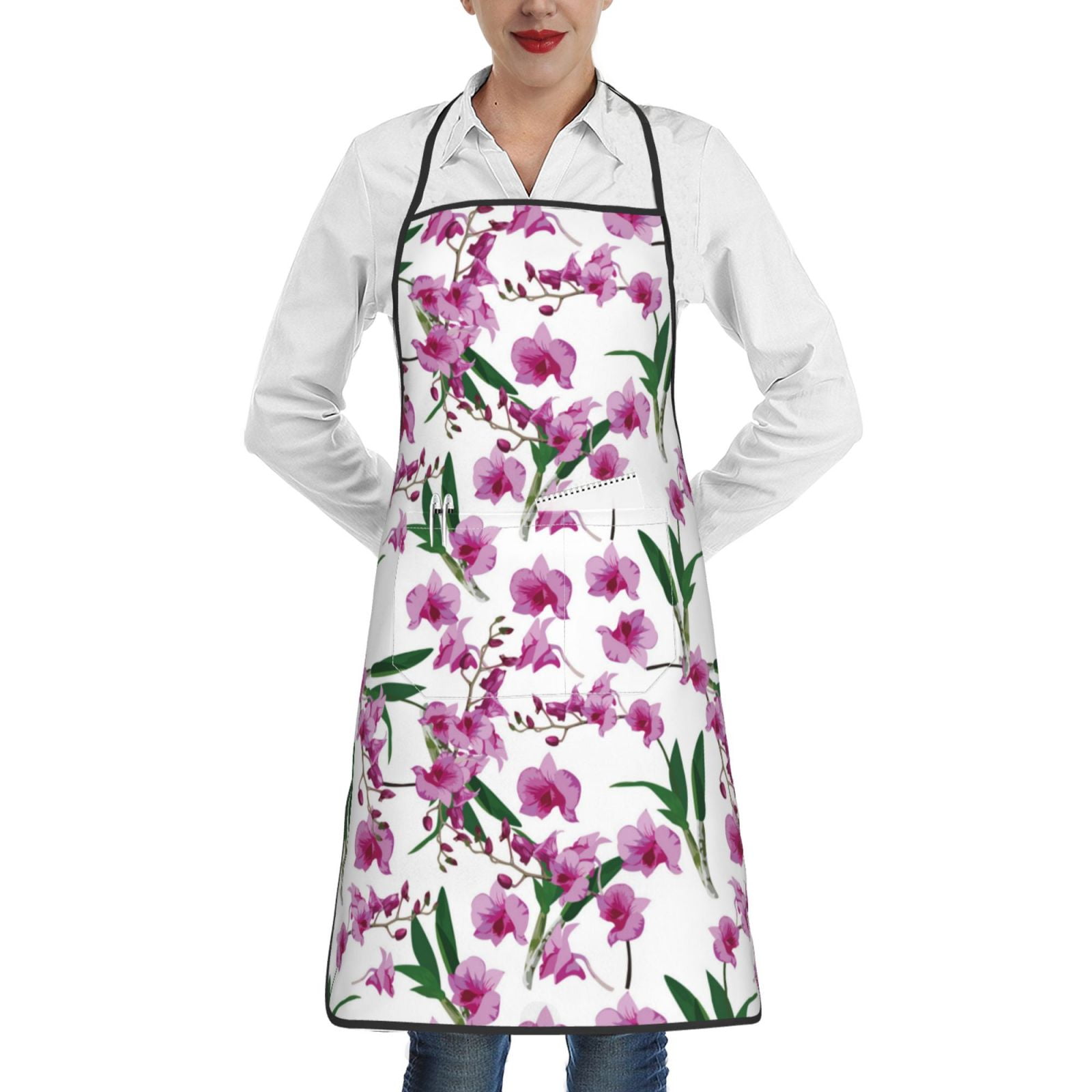 Rocae Orchids Flowers for Kitchen Aprons for Women Adjustable Cooking ...