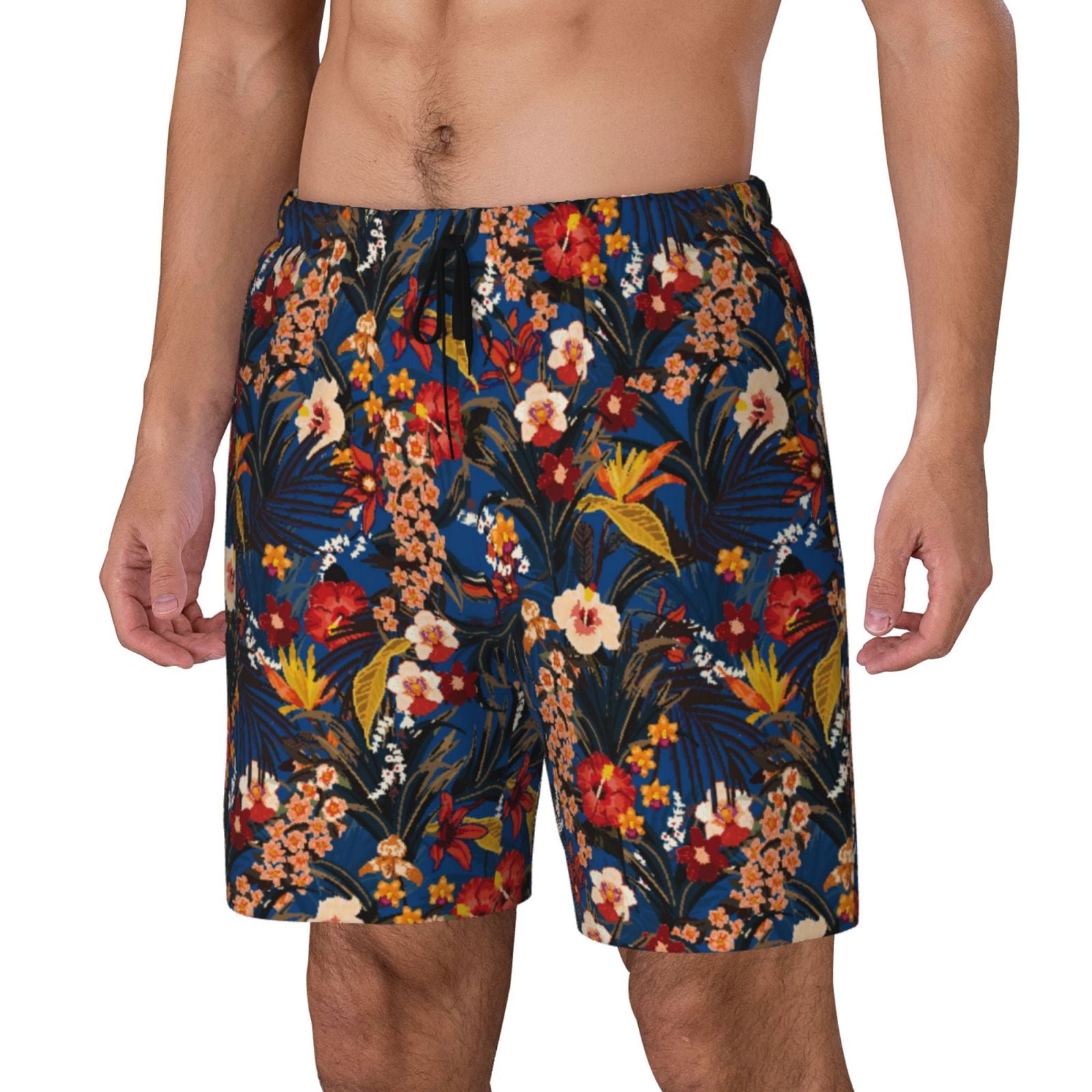 Rocae Orchids Flowers for Men's Swim Trunks Quick Dry With Two Side ...