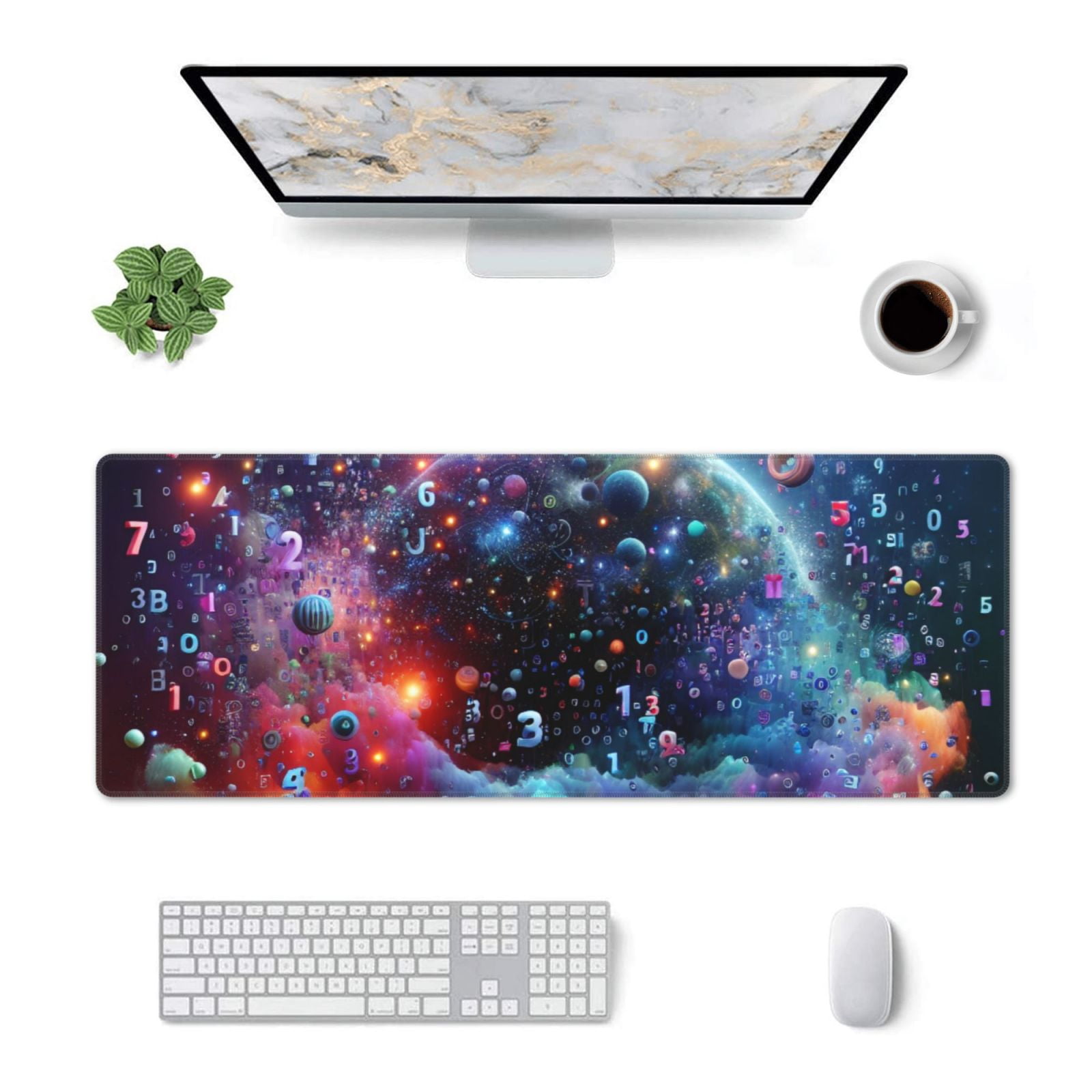 Rocae Outer Space Floating Numbers And Letters for Gaming Mouse Pad ...
