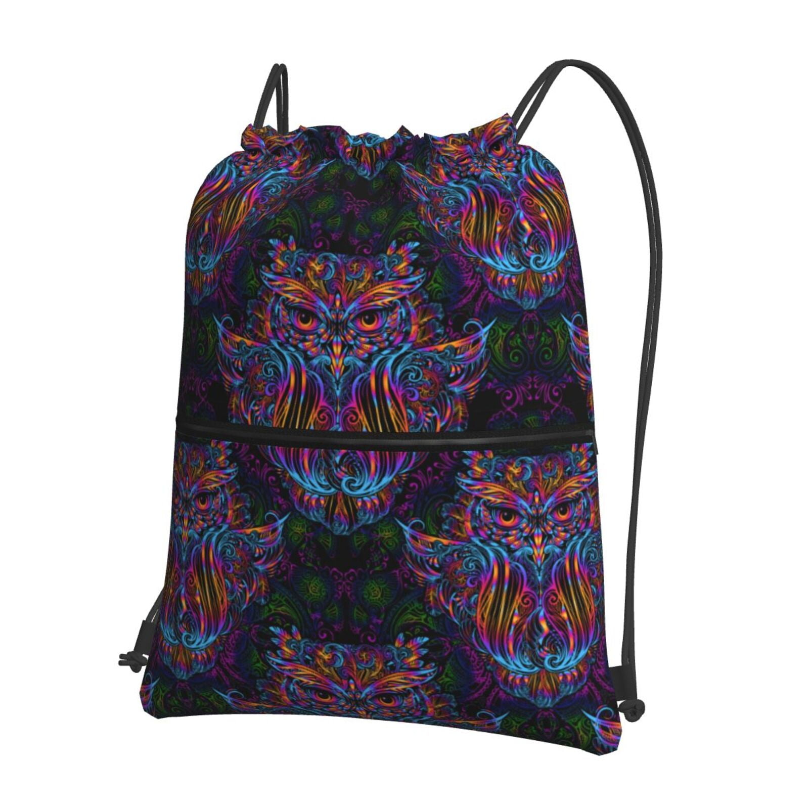 Rocae Paisley And Owls for Drawstring zipper Backpack Gym Backpack Bag ...