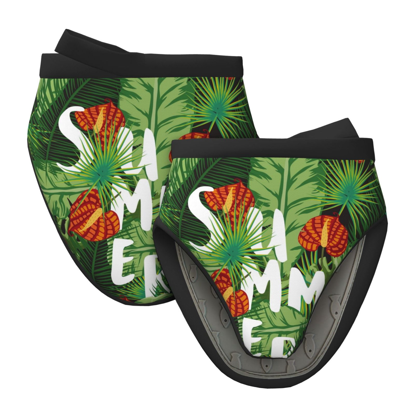 Rocae Palm Leaves And Tropical Flowers for Mini Oven Mitts Rubber Oven ...