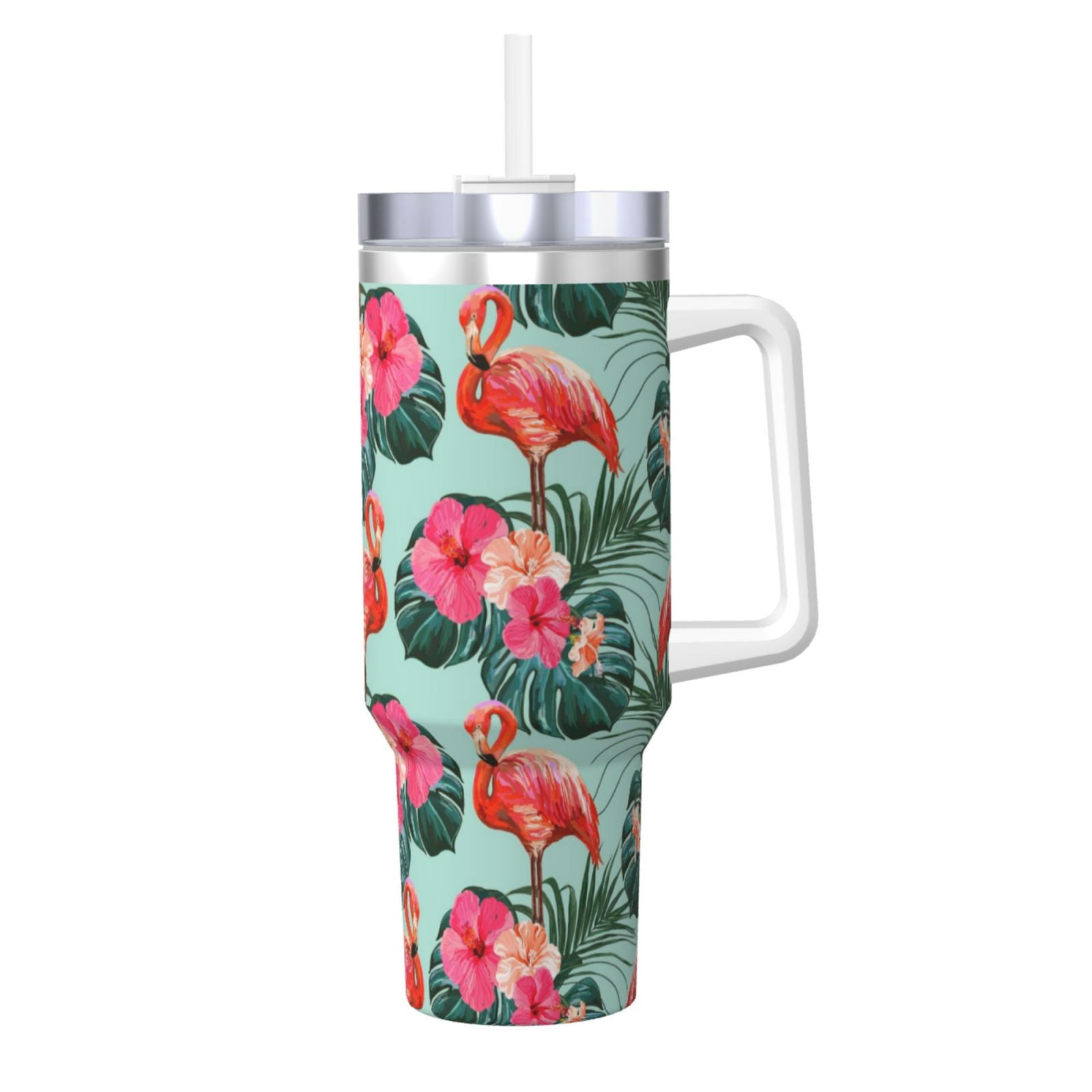 Rocae Palm Leaves Flamingo for 40OZ Ice Bully With Handle Keeps Drinks ...