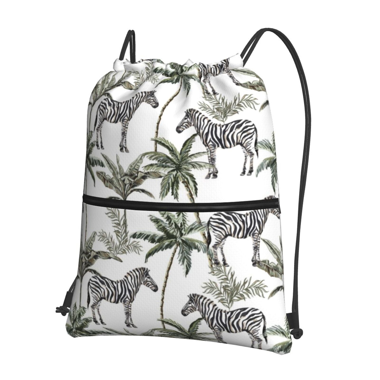 Rocae Palm Trees Zebra for Drawstring zipper Backpack Gym Backpack Bag ...