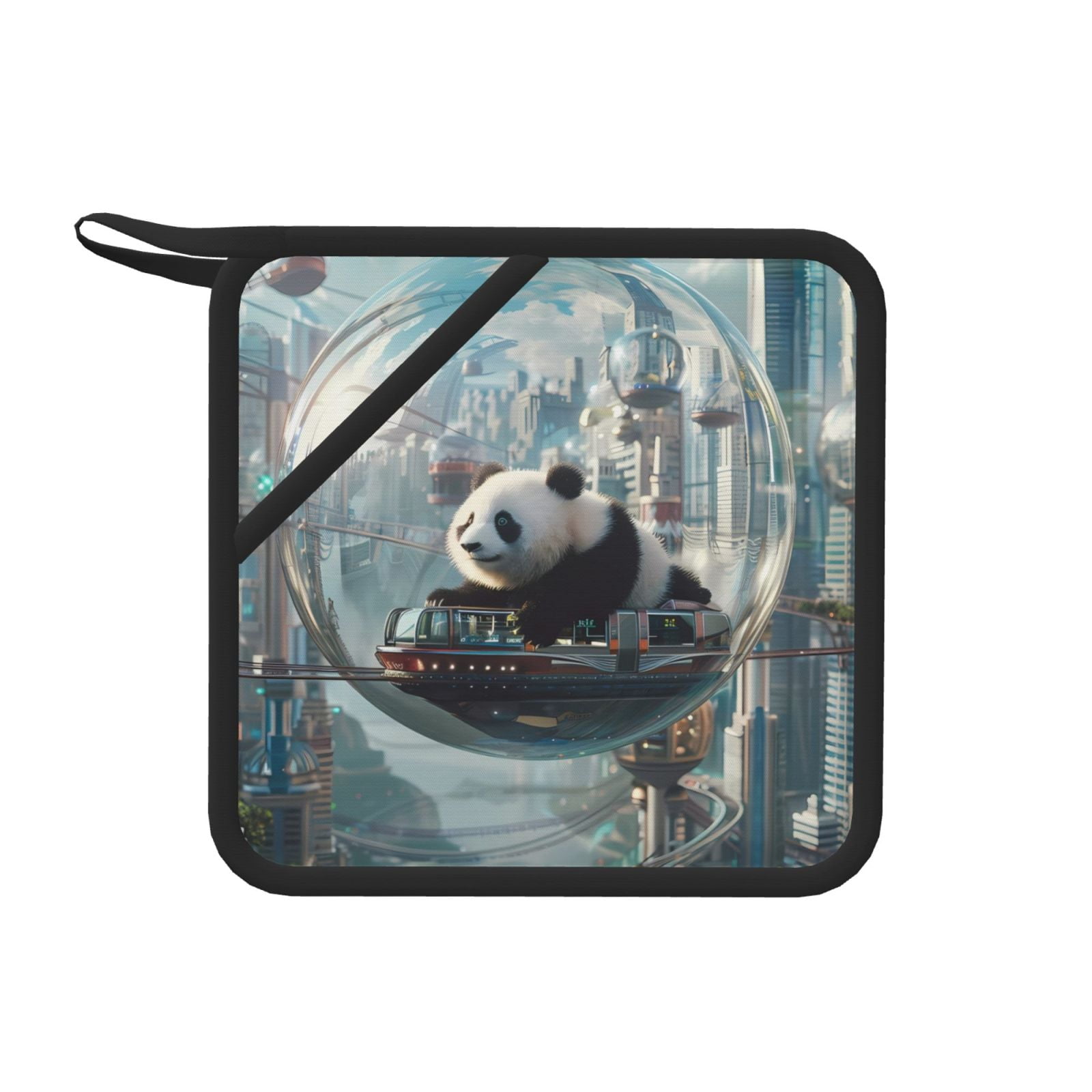 Rocae Panda In Futuristic City for Square Silicone Anti-scalding Mat ...