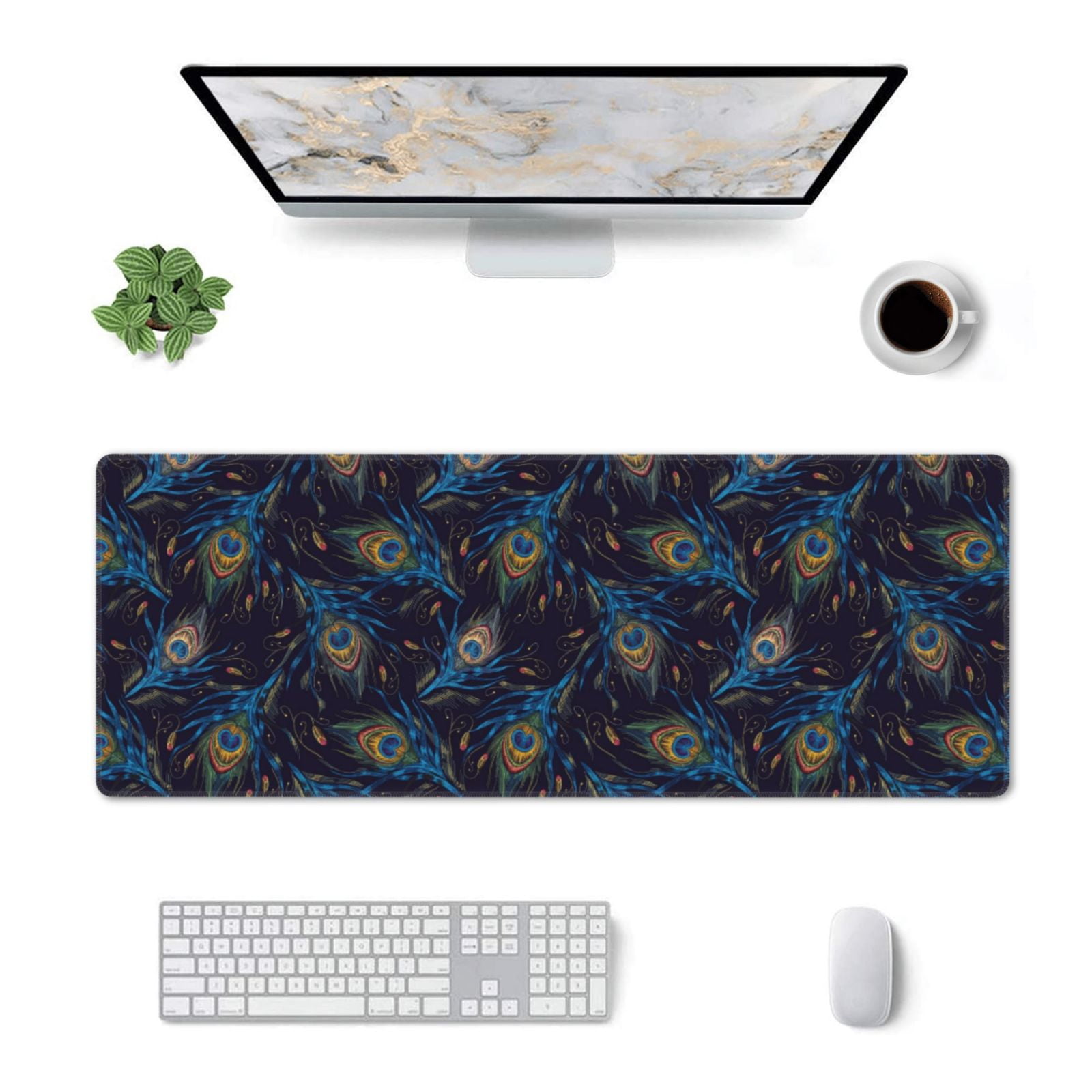 Rocae Peacock Feathers for Gaming Mouse Pad, Mouse Pad Large, Office ...