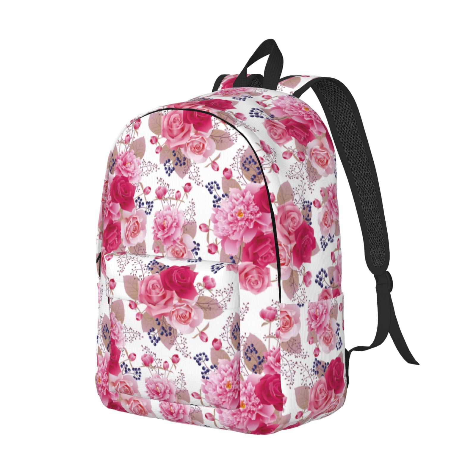 Rocae Peonies And Roses for Durable Canvas Backpack Leisure Large Bag ...