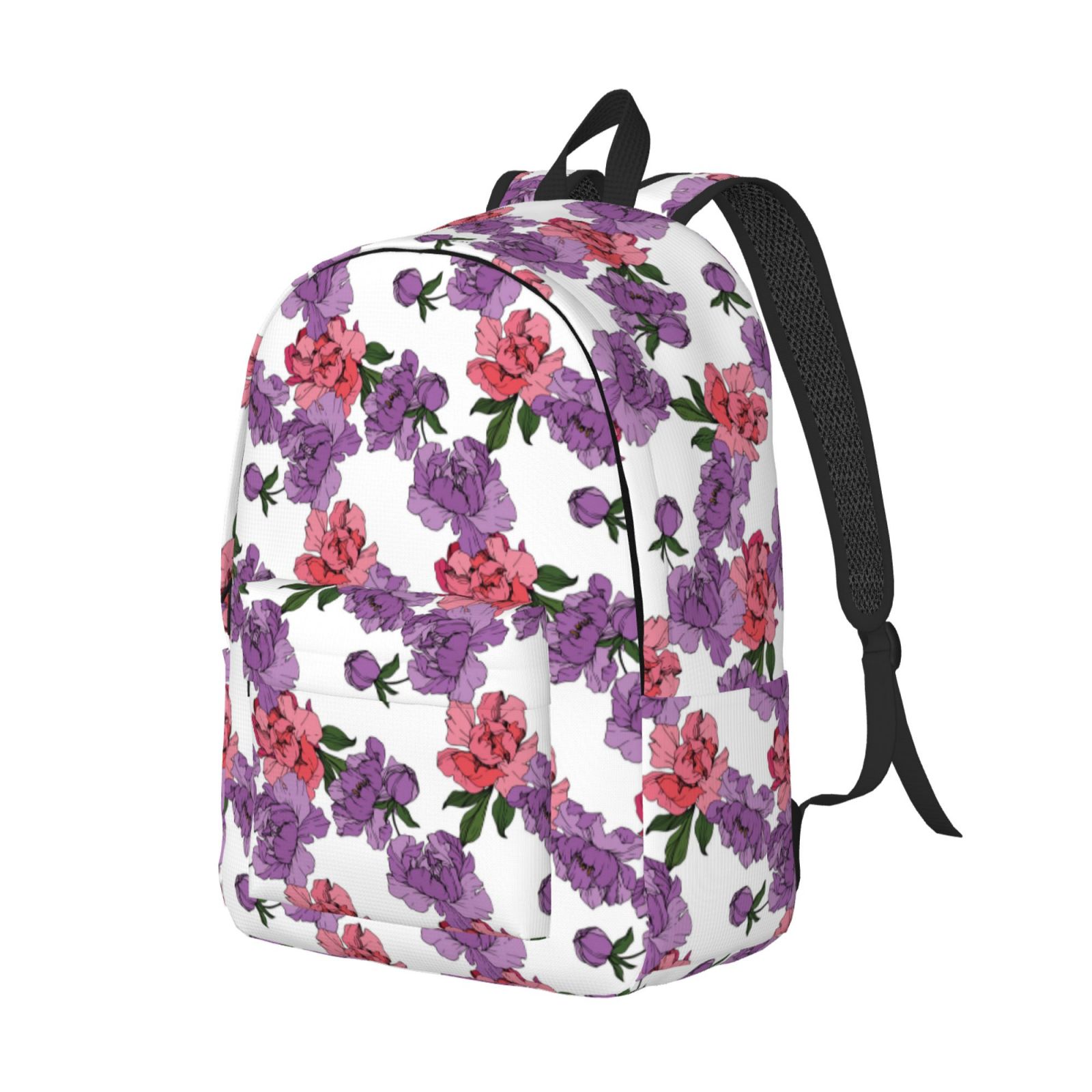 Rocae Peonies for Durable Canvas Backpack Leisure Large Bag Travel ...