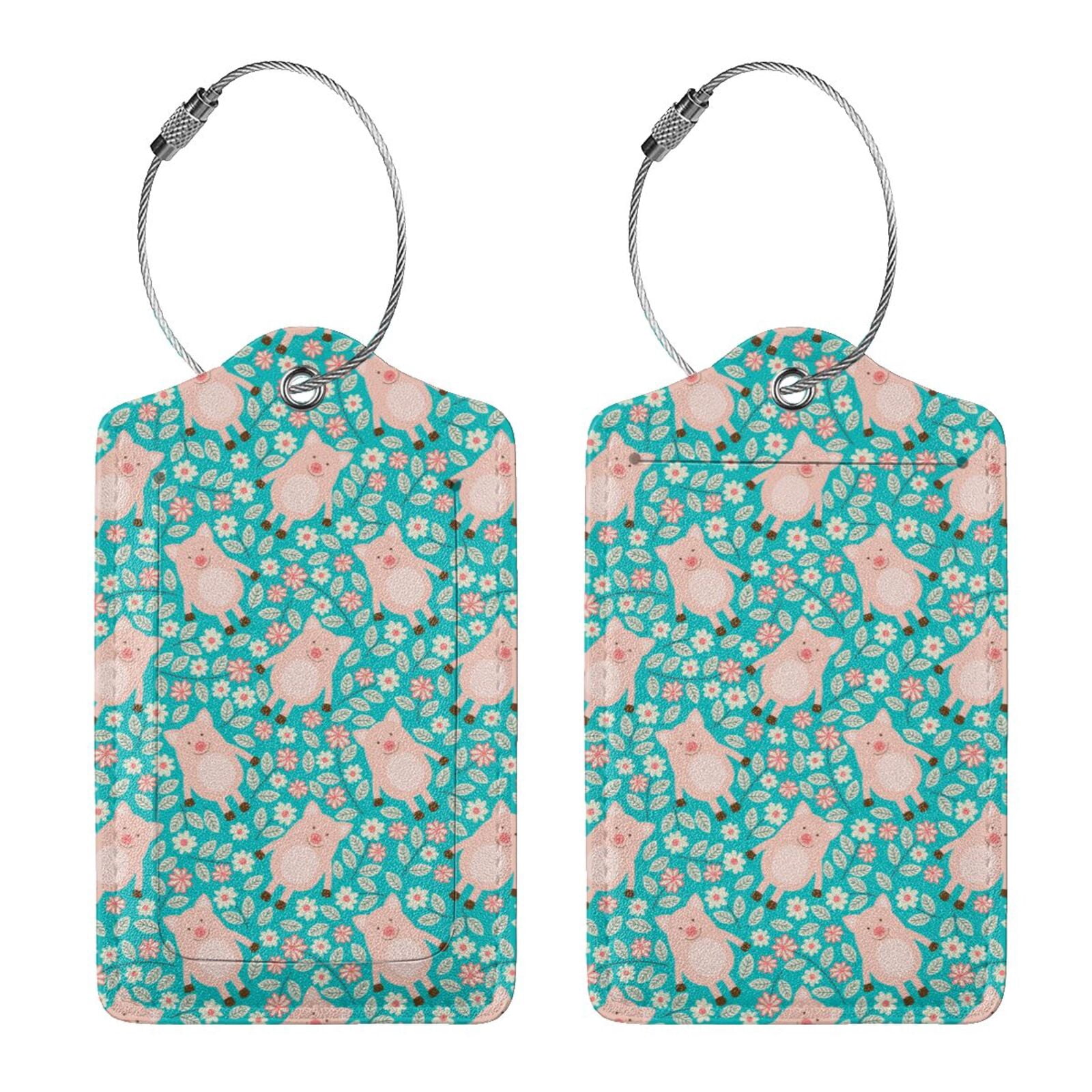 Rocae Pig And Flower for Leather Luggage Baggage Tags ID Label Privacy ...