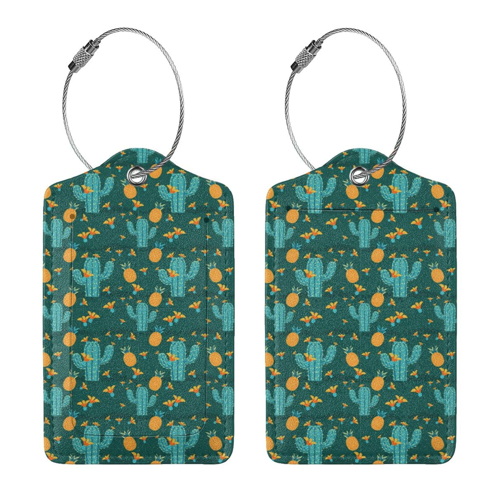Rocae Pineapple And Cactus for Leather Luggage Baggage Tags ID Label ...