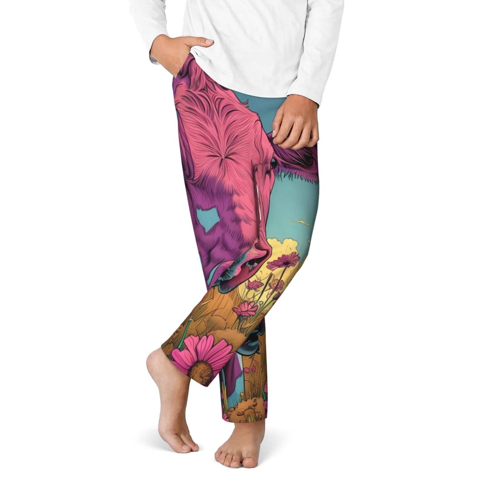Rocae Pink Cow In Sunflower Field for Teenagers' Pajama Pants,Girls ...