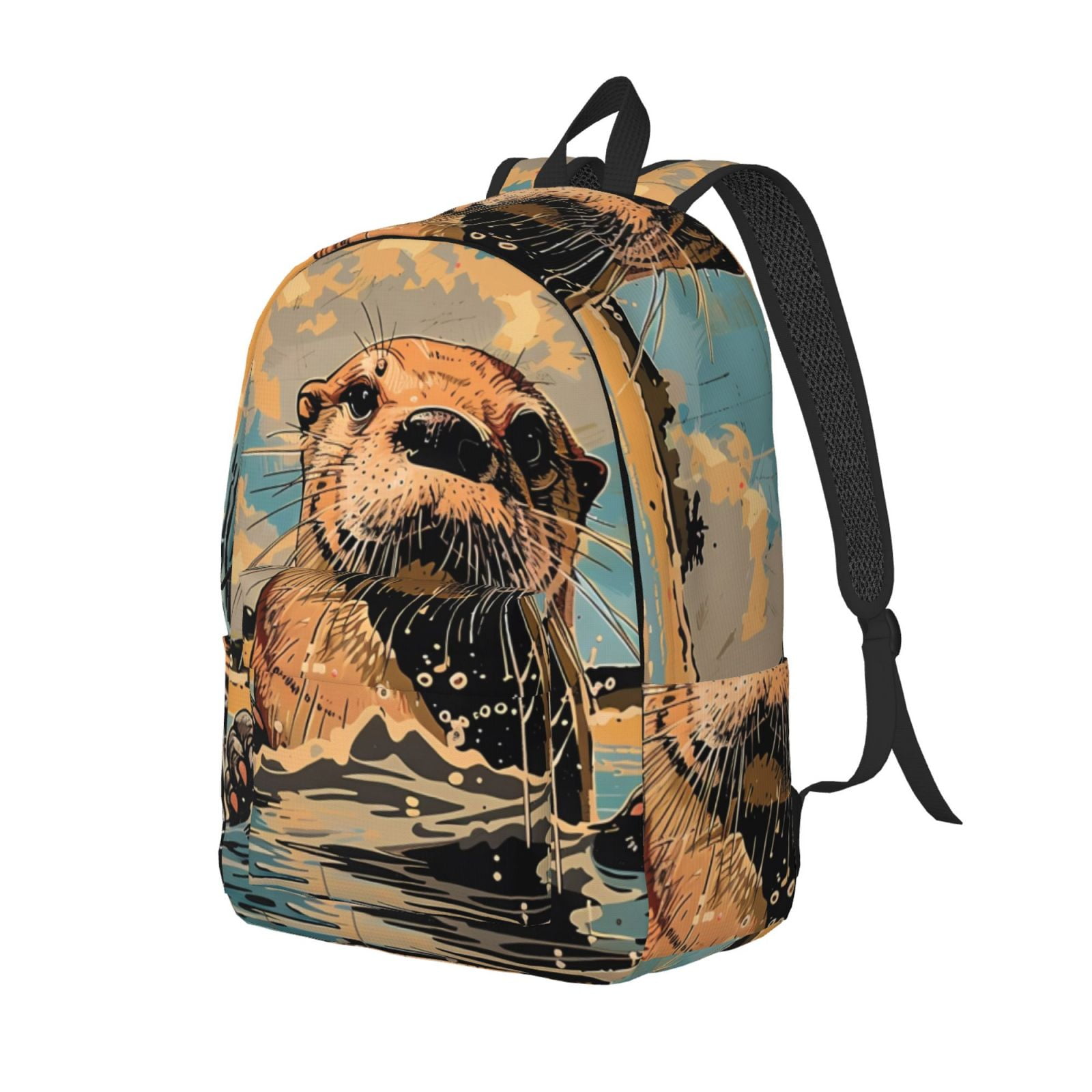 Rocae Playful Otter Tropical Beach for Canvas College Laptop Backpack ...