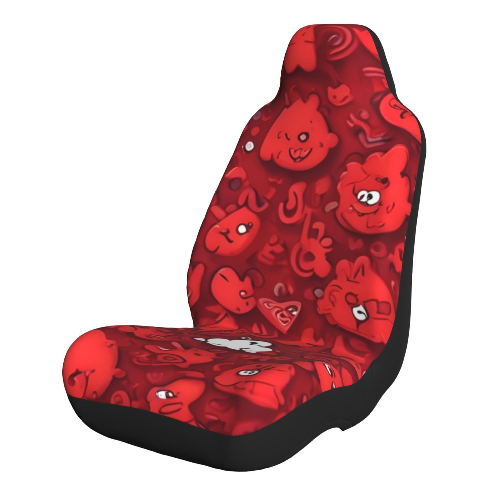 Rocae Playful Red Cartoon Faces Print Seat Covers for Cars Trucks and ...