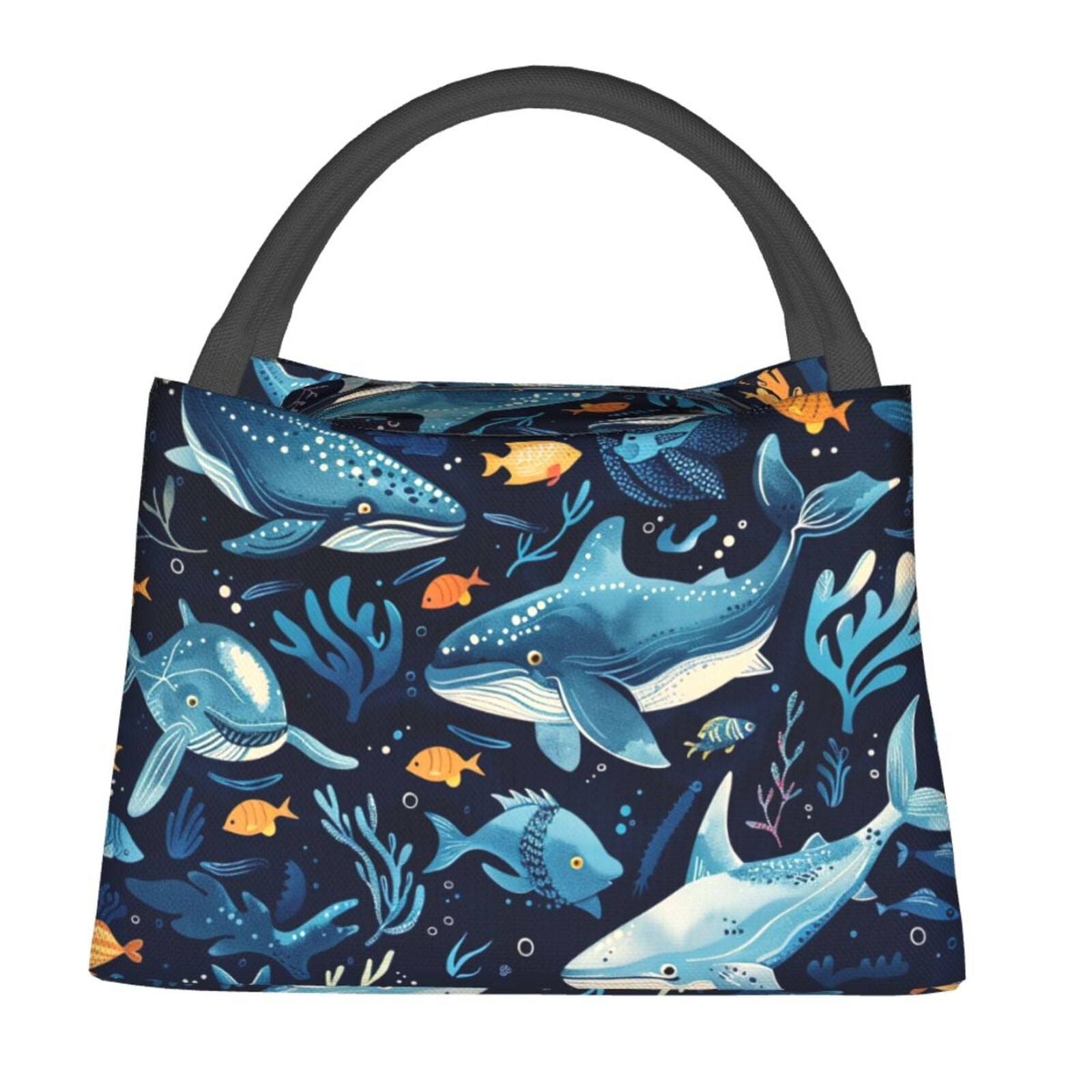 Rocae Playful Whales Underwater Scene for Insulated Lunch Bag for Women ...