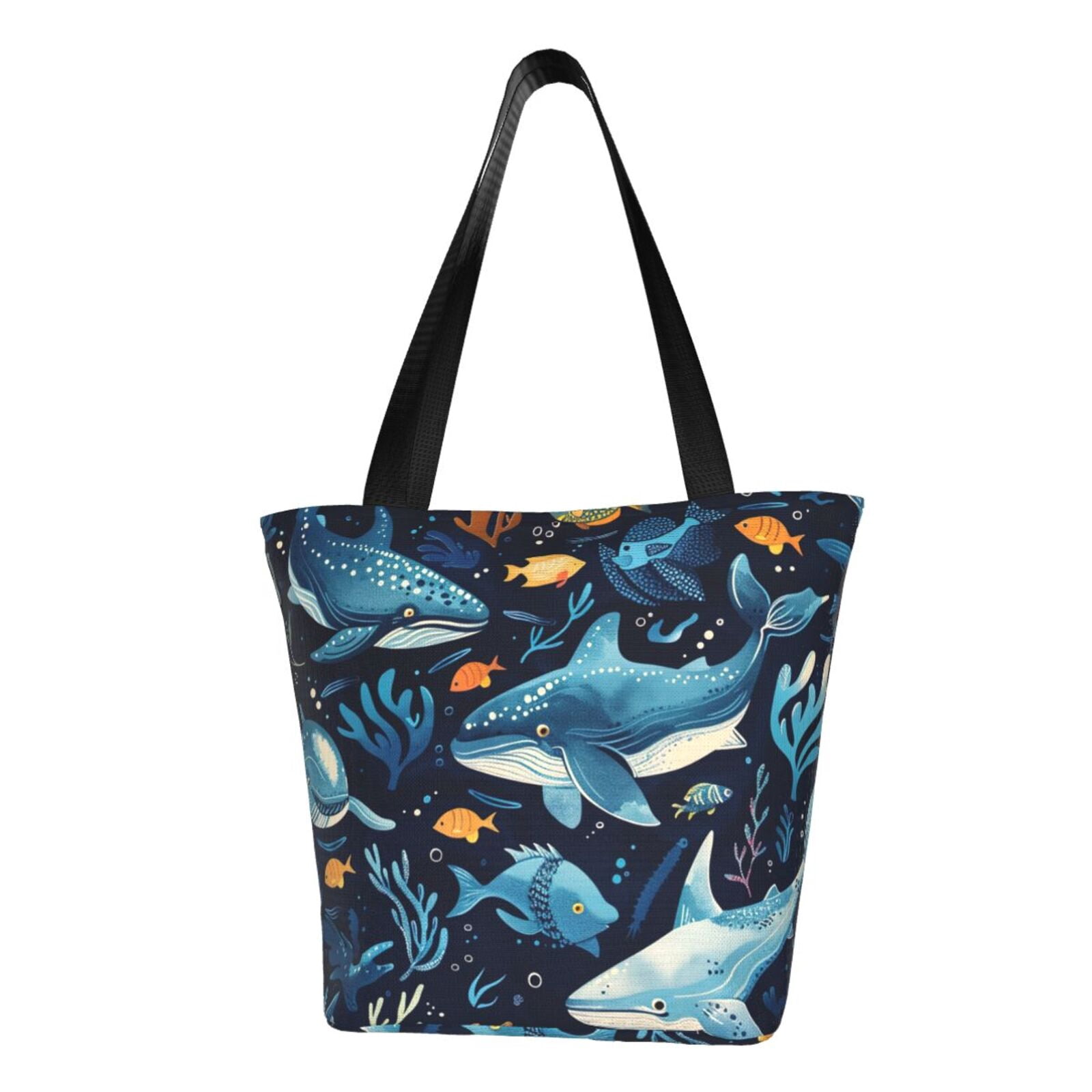 Rocae Playful Whales Underwater Scene for Shoulder Bags for Women Tote ...