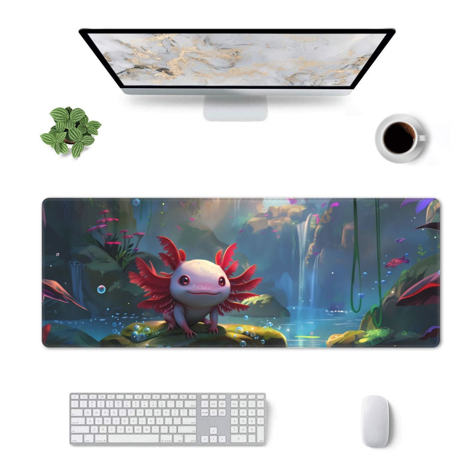 Rocae Pond Cute Axolotl for Gaming Mouse Pad, Mouse Pad Large, Office ...