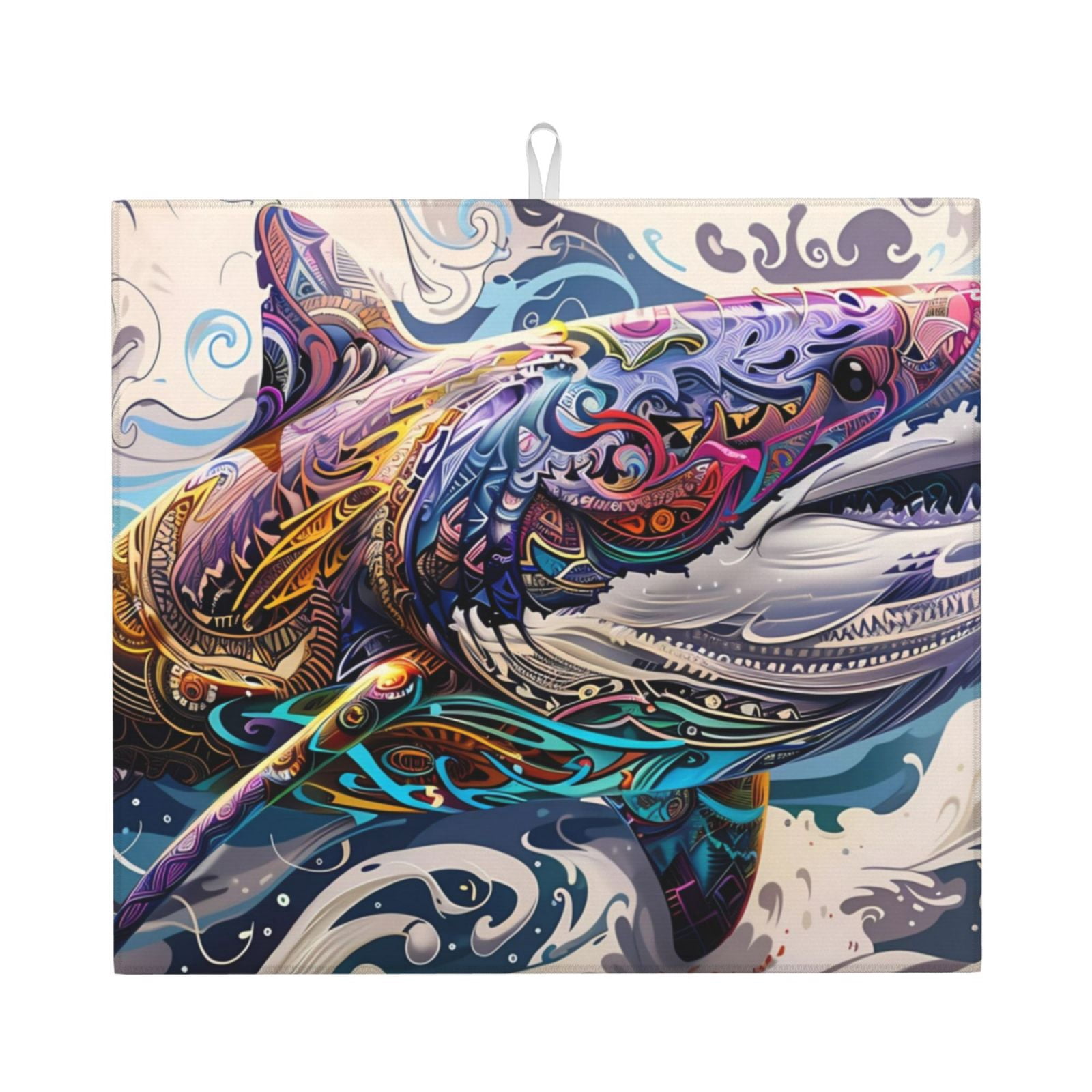 Rocae Psychedelic Shark Artwork for Drying Mat for Kitchen 16*18 inch ...