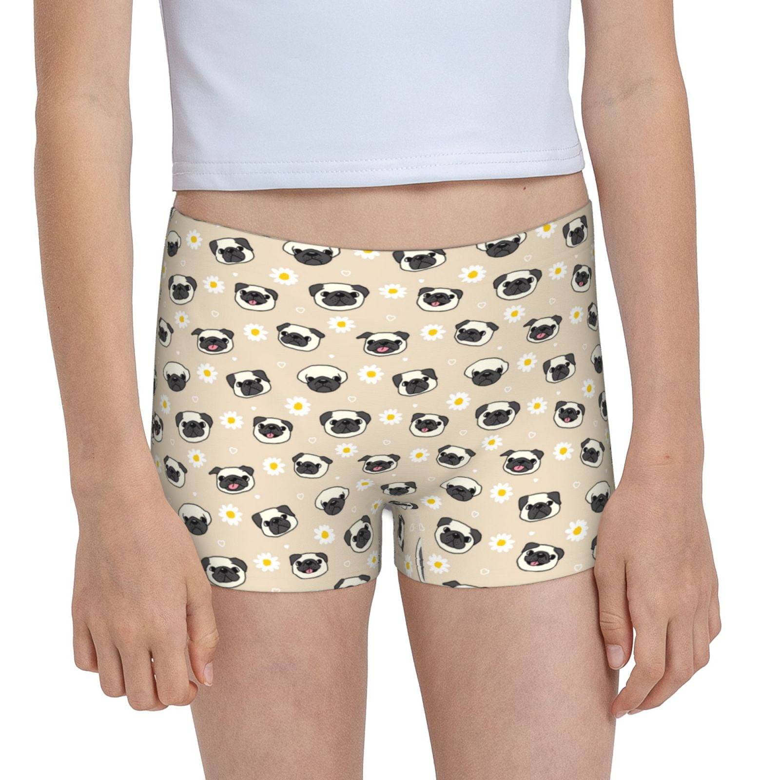 Rocae Pug Dog Face for Girls' Cotton Boxer Briefs, Soft Mid-rise ...