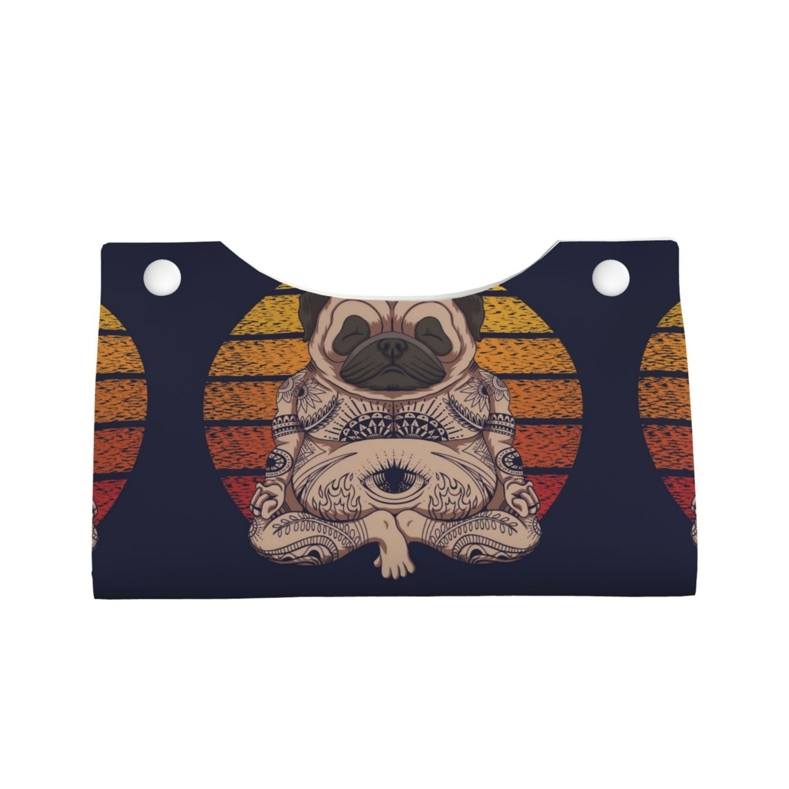 Rocae Pug dog Yoga Print Long Tissue Box Lid Durable Leather Tissue Box ...