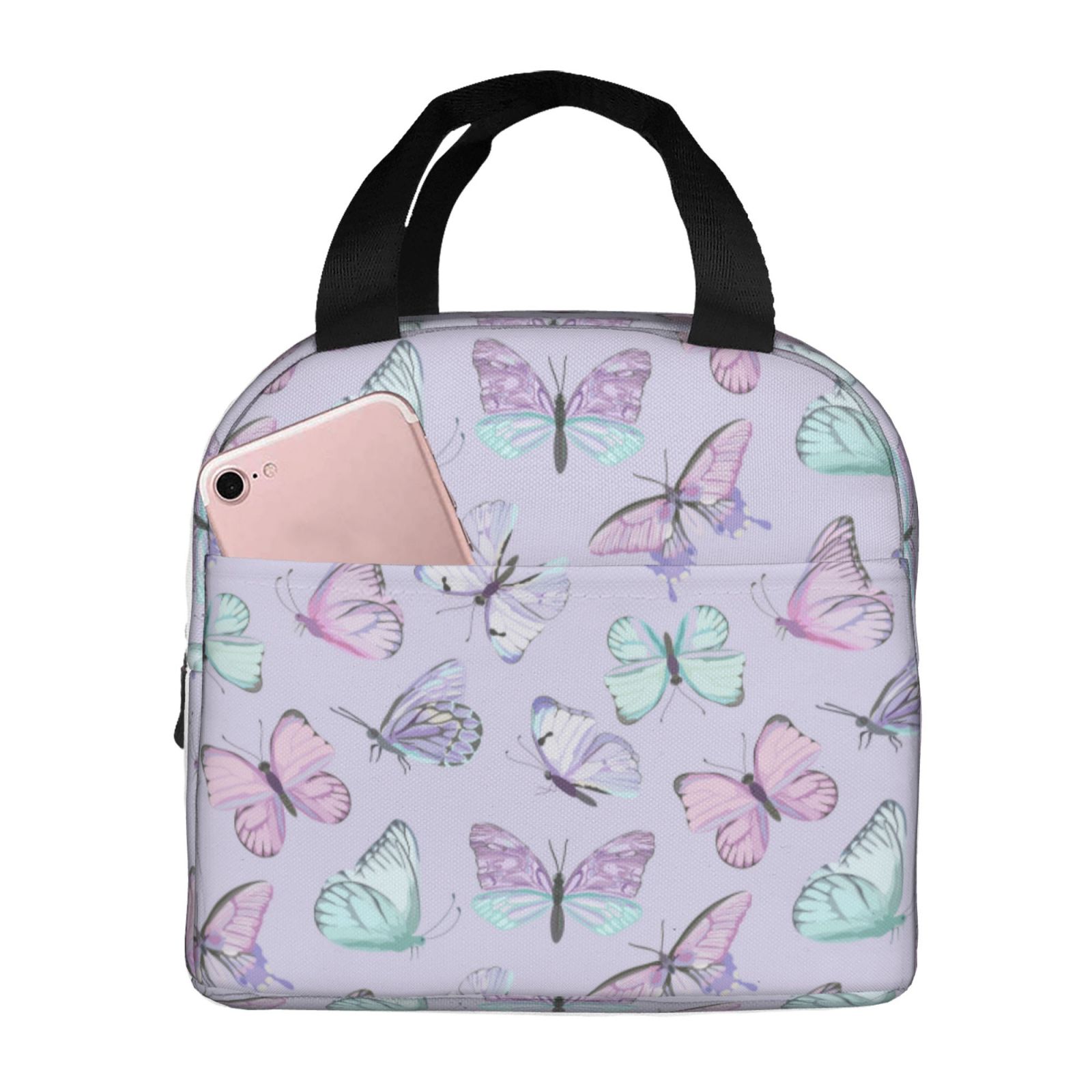 Rocae Purple Butterfly for Insulated Lunch Bag for Women Men,Large ...