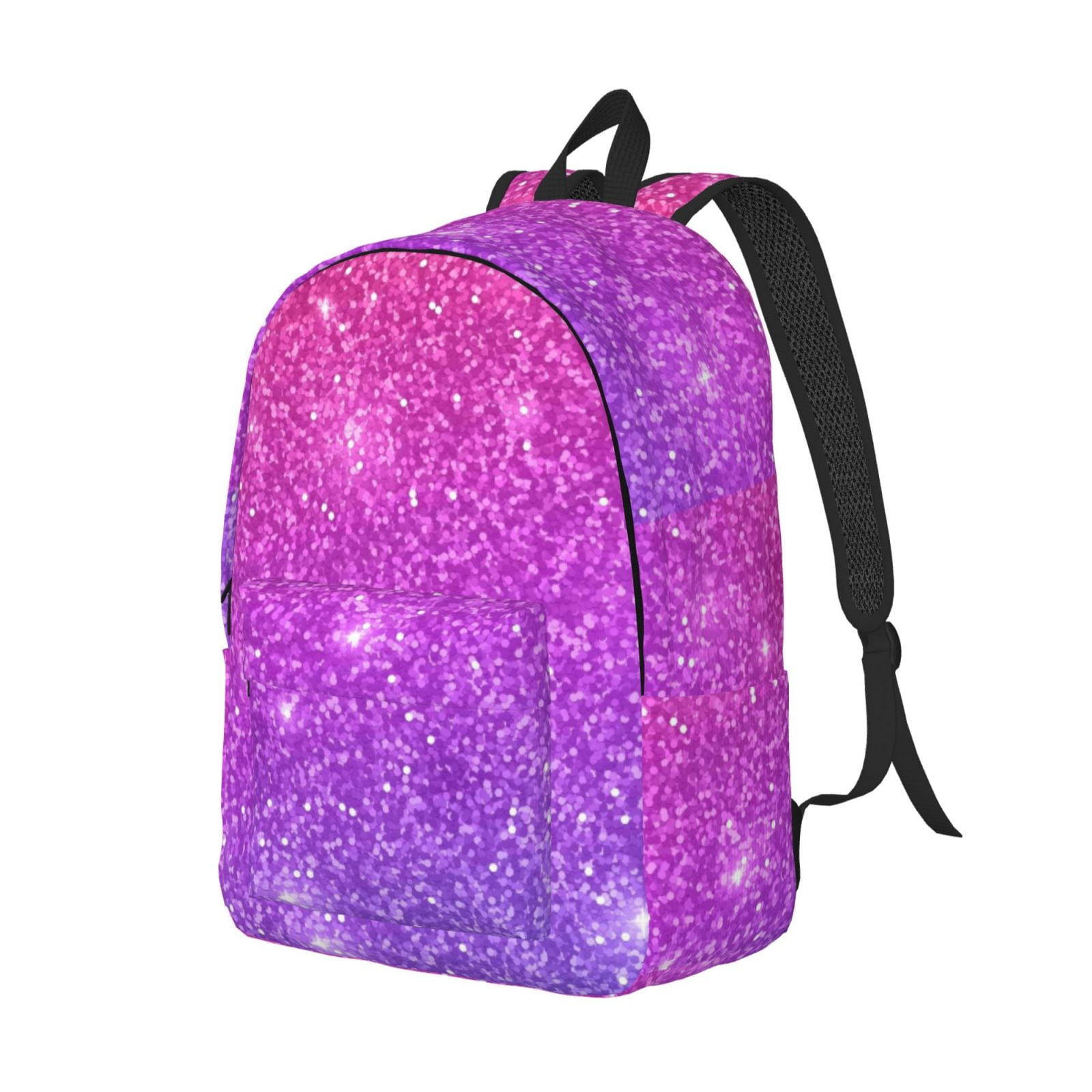 Rocae Purple Glitter for Durable Canvas Backpack Leisure Large Bag ...