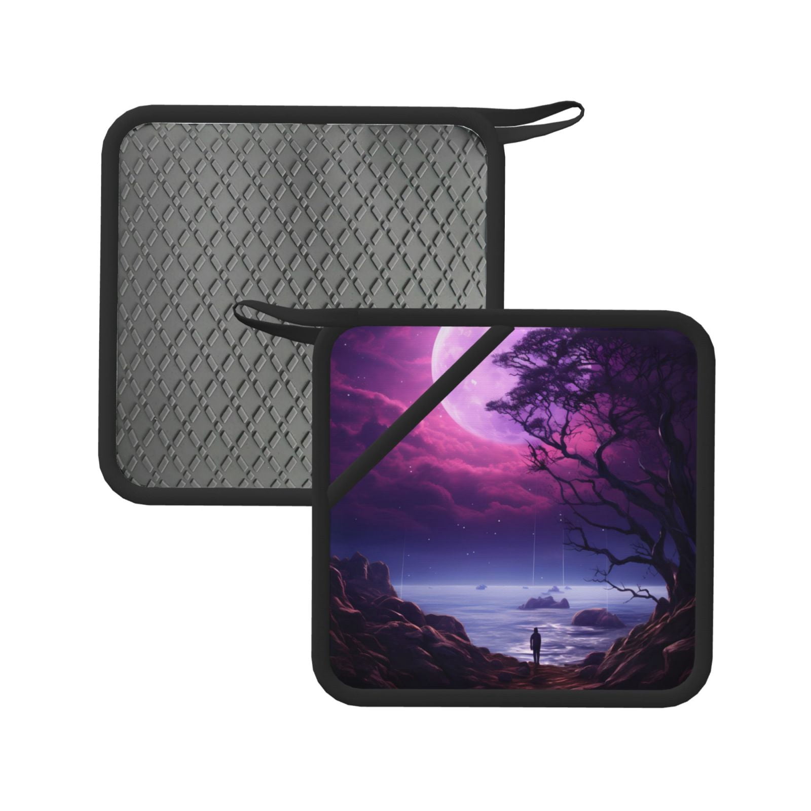 Rocae Purple Moon Tree Night Sky for Square Silicone Anti-scalding Mat ...